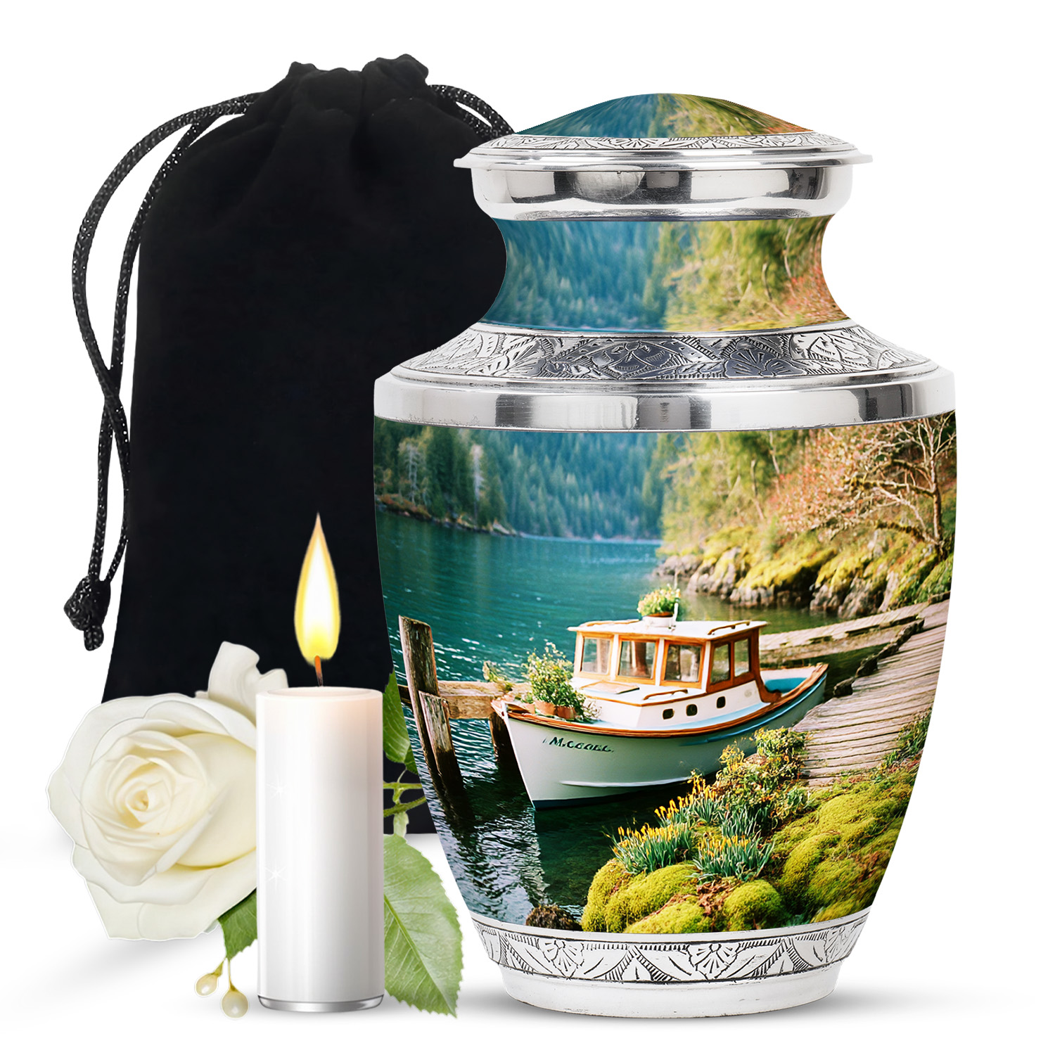 JAGASY Boat Unique Urns for Human Ashes for Women, Green Urn for Ashes ...