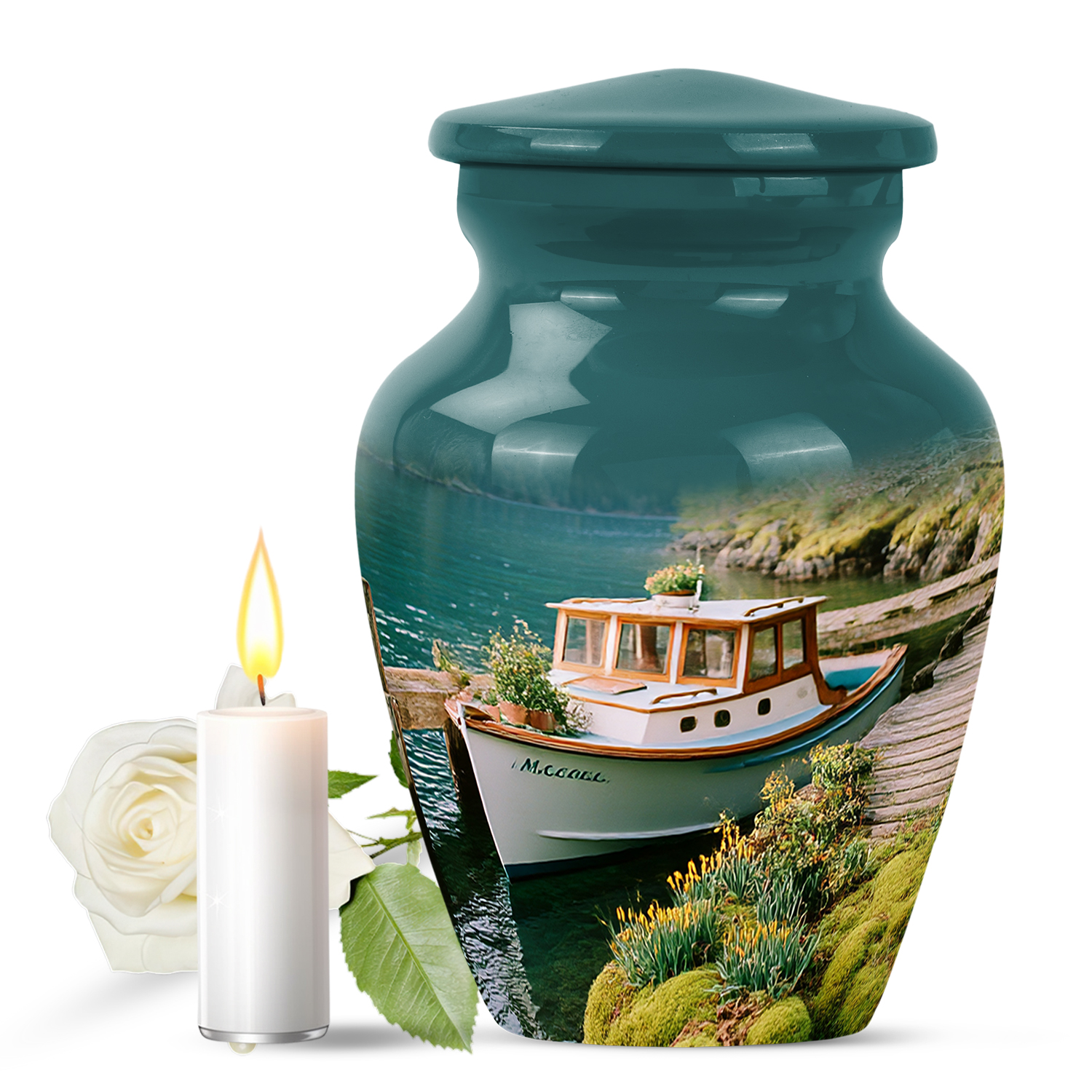 JAGASY Boat Urns for Human Ashes Keepsake, Green Small Urn for Ashes ...