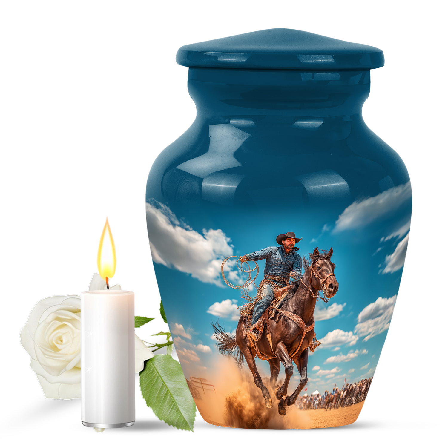JAGASY Cowboy Urn for Ashes Adult Male - Blue Small Urns for Human ...