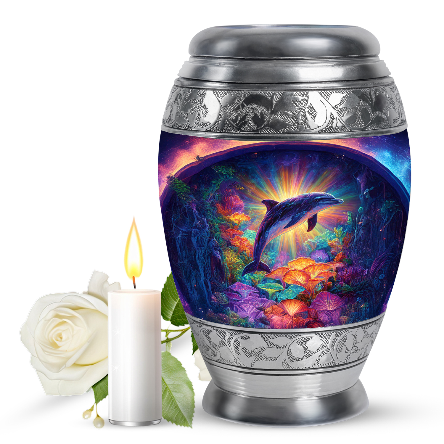 JAGASY Dolphin Funeral Large Urn for Ashes for Men, Purple Urns for ...