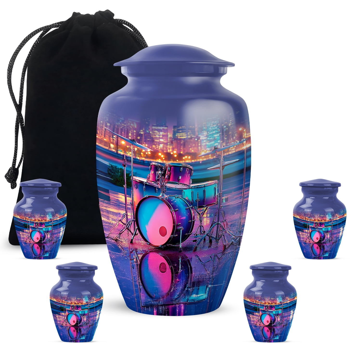 JAGASY Drum Set Combo Urn for Siblings, Blue Small Urns for Human Ashes ...