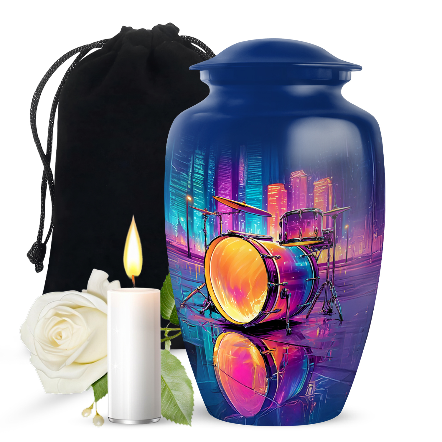 JAGASY Drum Set Urn for Ashes Adult Male, Blue Large Urns for Human ...