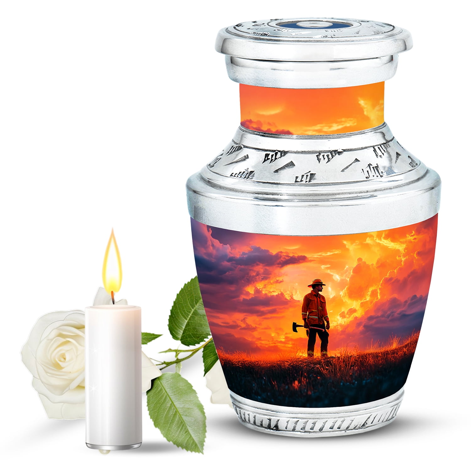 JAGASY Firefighter Funeral Urns for Ashes Keepsake, Orange Small Urn ...