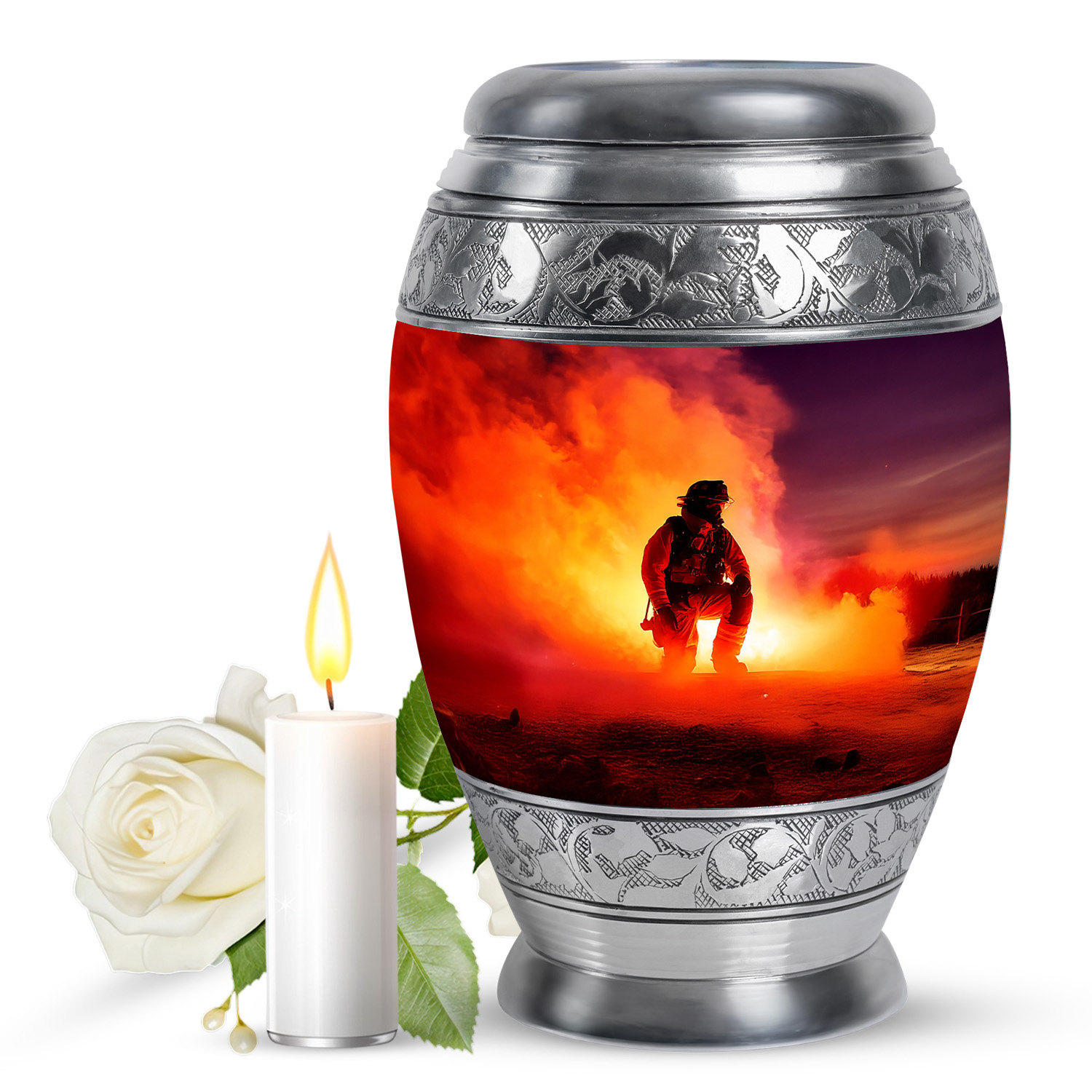 JAGASY Firefighter Unique Large Urns for Ashes for Women, Purple Urn ...