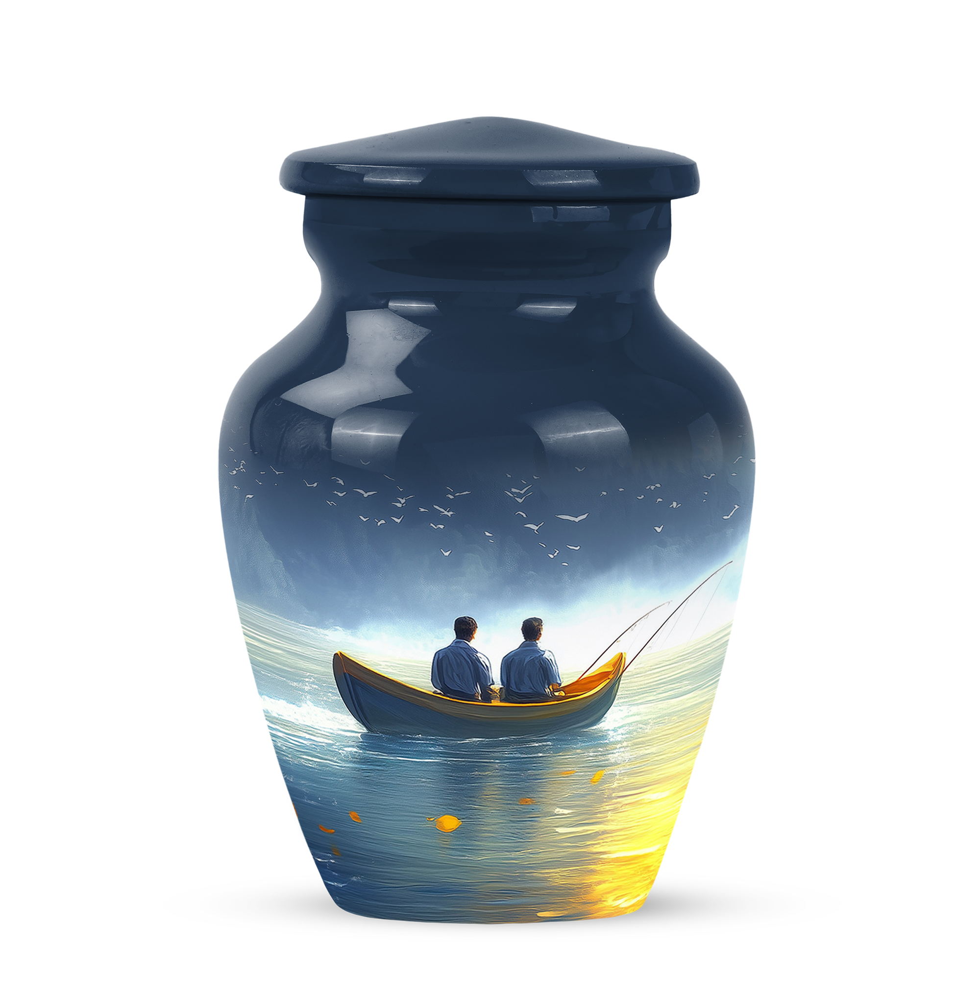 JAGASY Fishing Small Urn For Brother - Water Boat Birds Decorative Urns ...