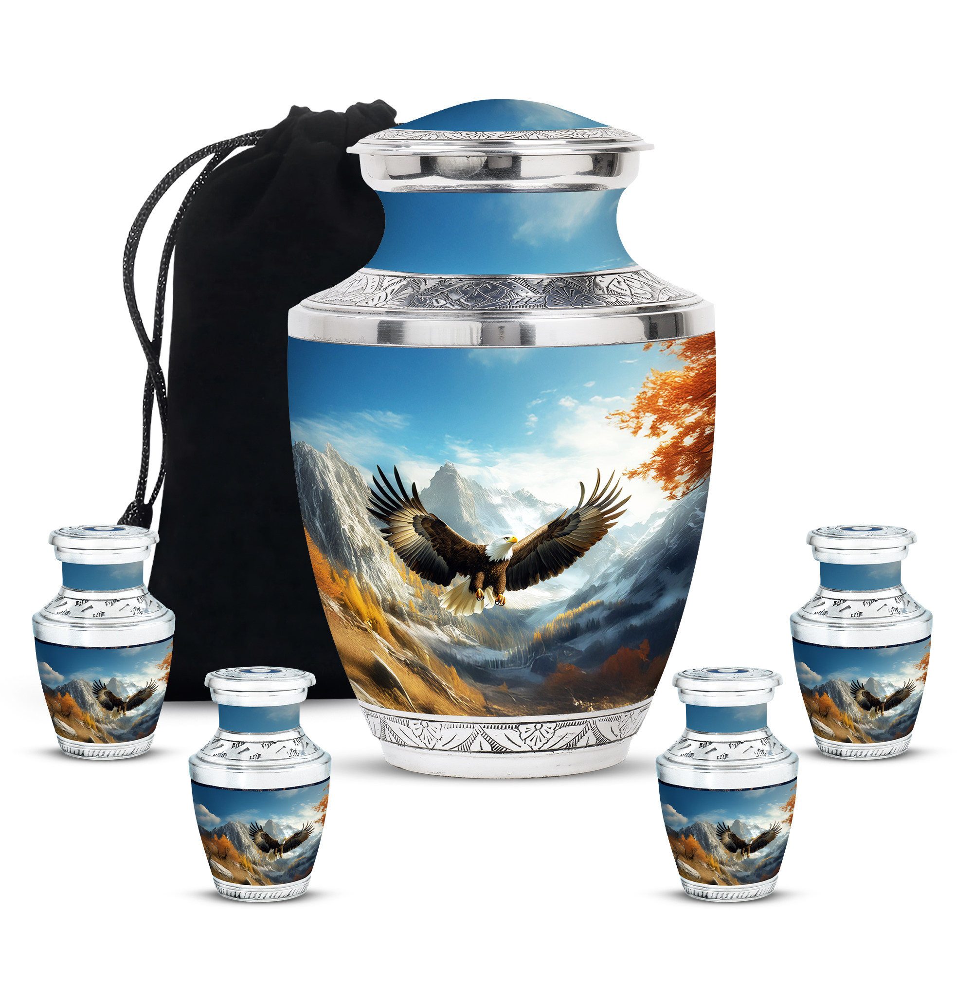 JAGASY Flying Eagle Cremation Urns Combo - Mountain Tree Large Urn for ...