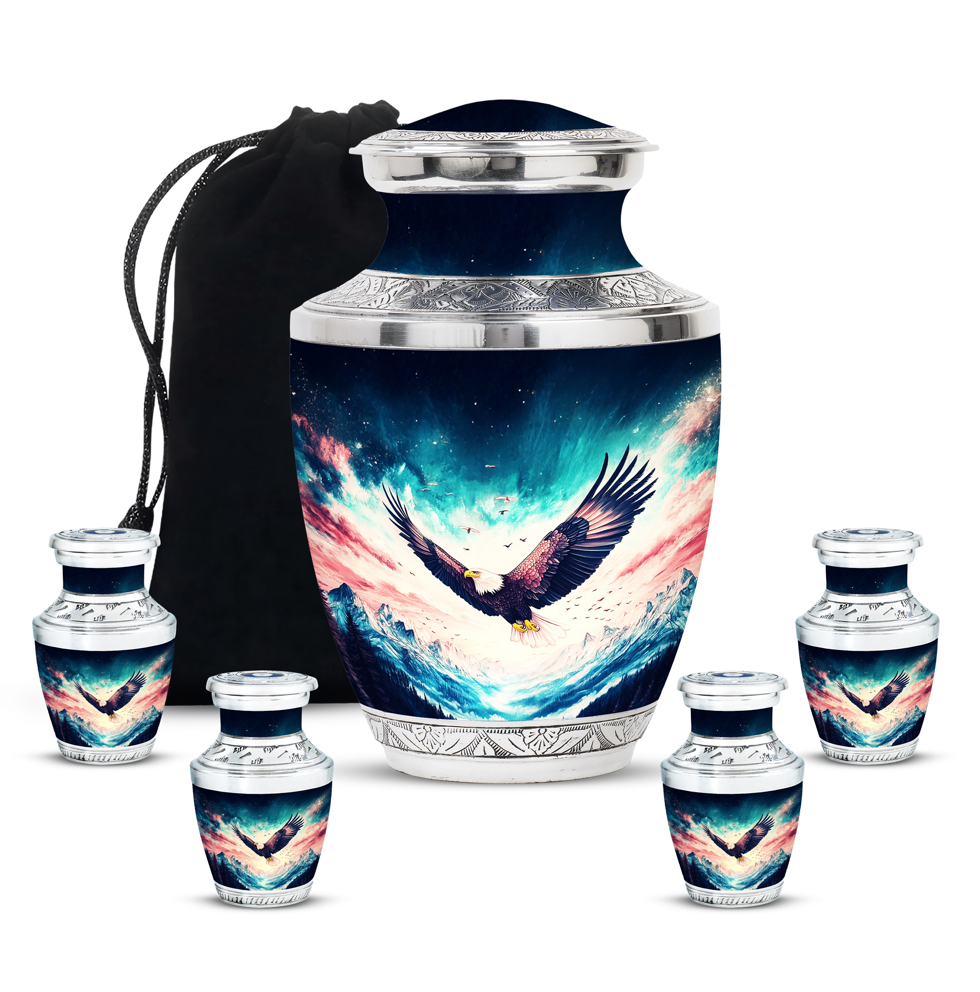 JAGASY Flying Eagle Funeral Urns Set of 5 - Mountain Birds Large Urn ...