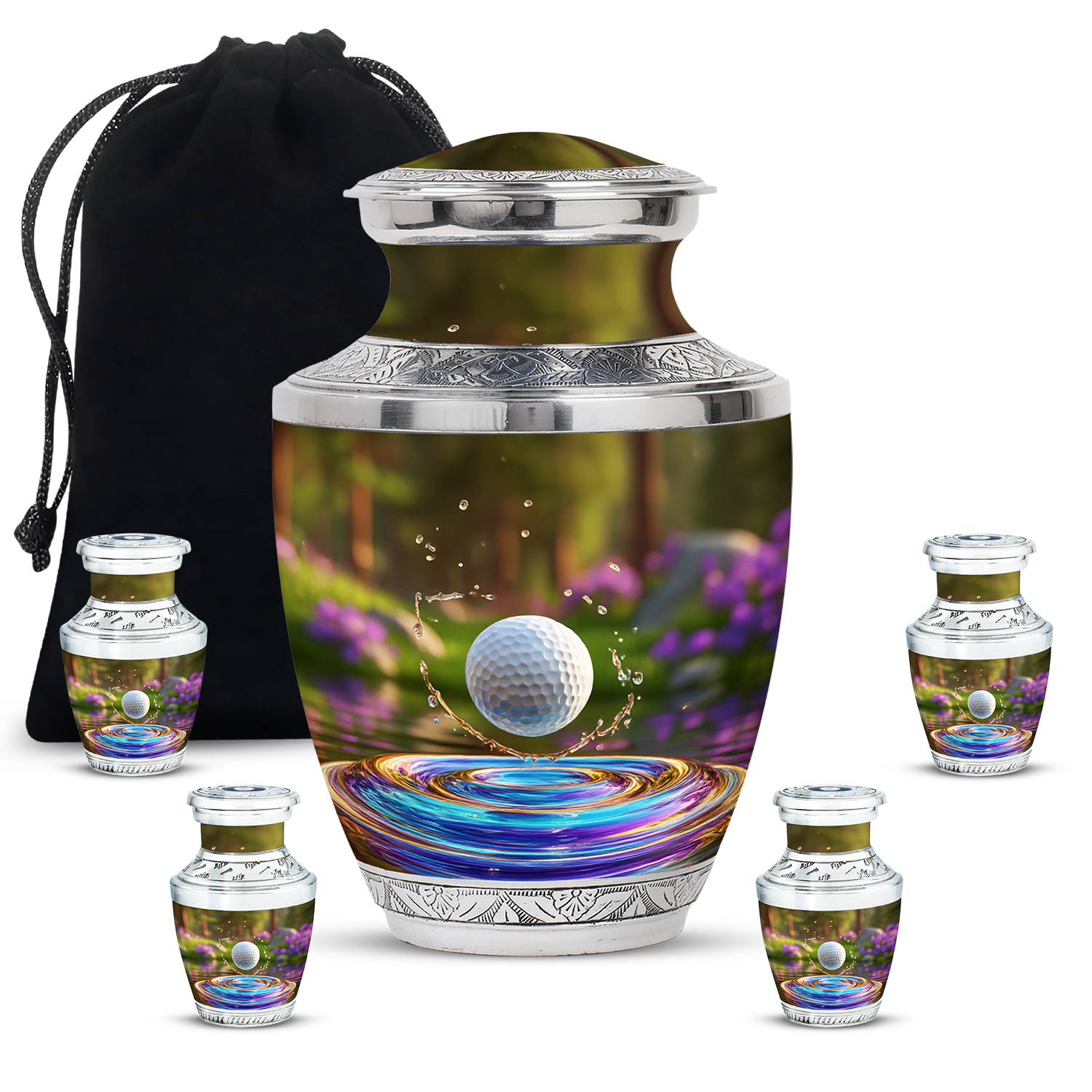 JAGASY Golf Ball Combo Urn Set of 5, Green Small Keepsake Urns for ...