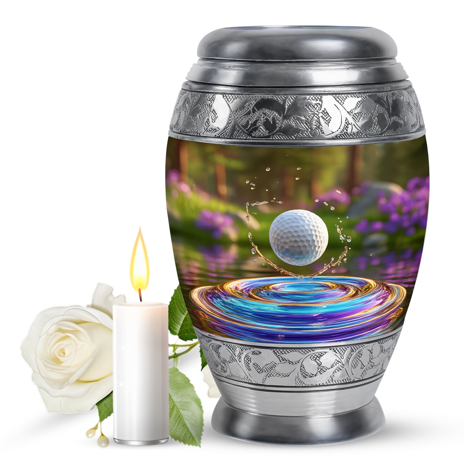 JAGASY Golf Ball Large Memorial Urn for Ashes Adult Male, Green Burial ...