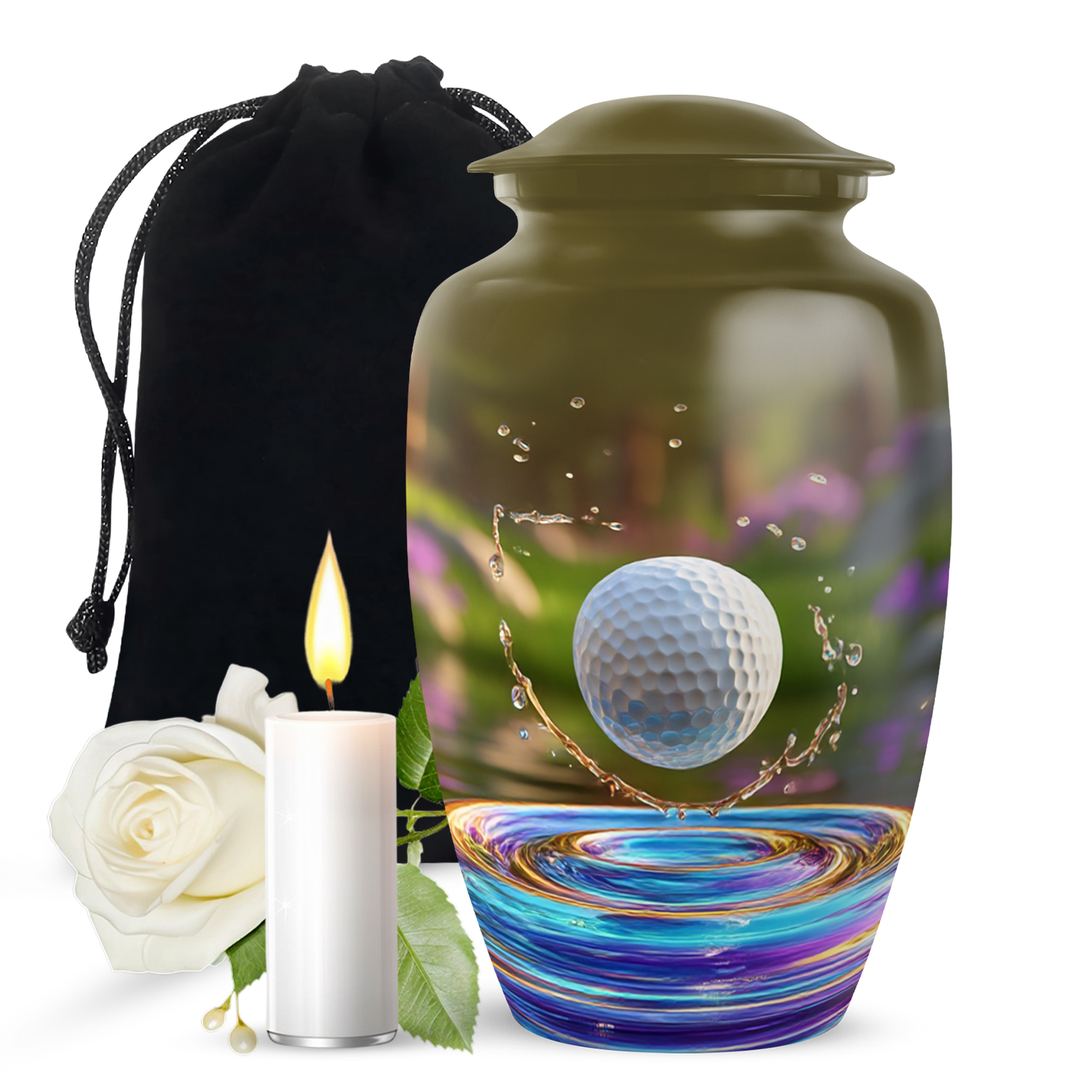 JAGASY Golf Ball Large Urn for Ashes Adult Male, Green Urns for Ashes ...