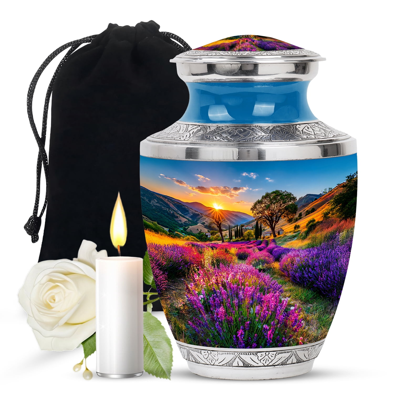 JAGASY Lavender Grass Cremation Urns for Human Ashes - Mountain Sunrise ...