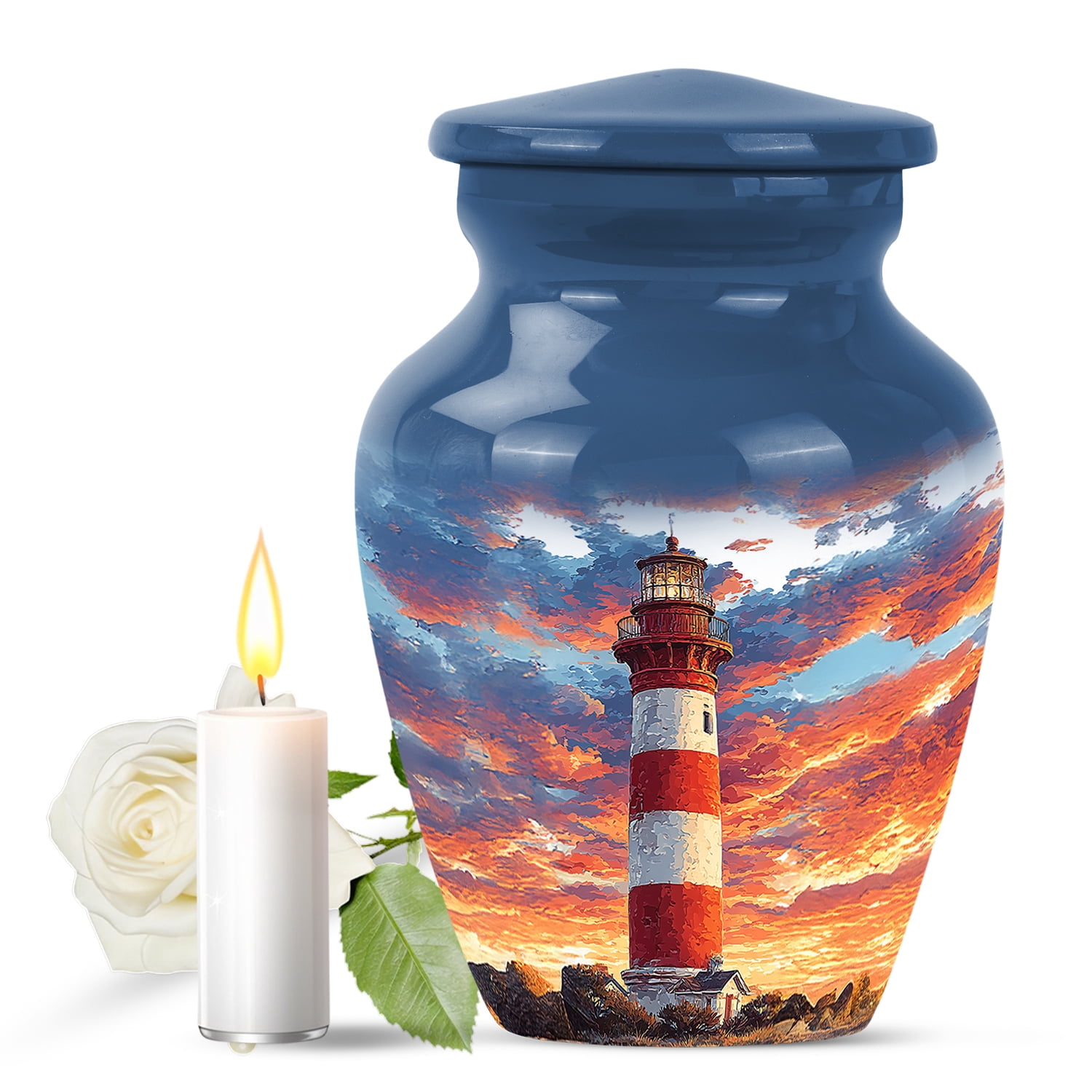 JAGASY Lighthouse Urn for Parents - Blue Small Urn for Ashes Adult Male ...