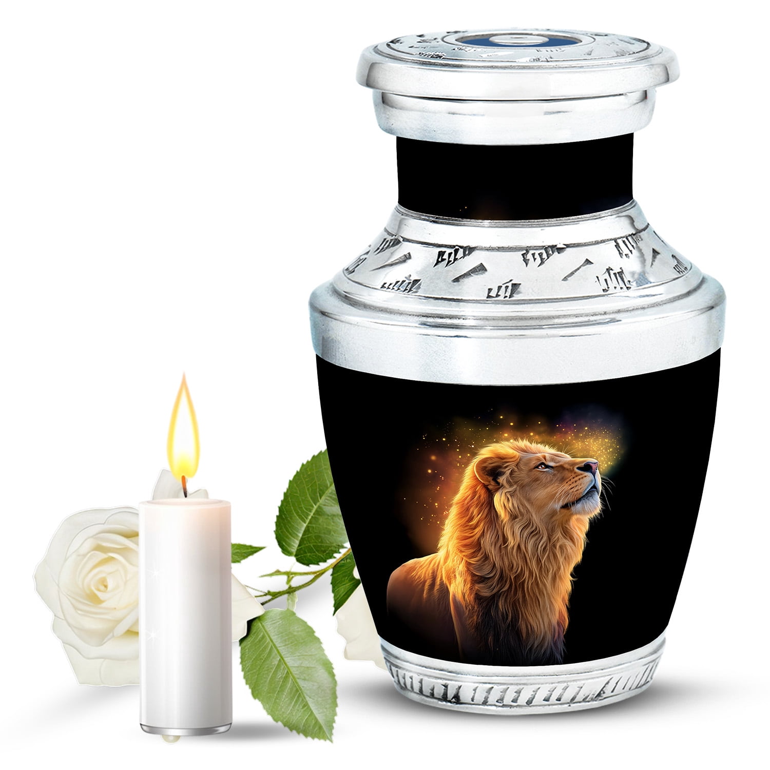 JAGASY Lion Urn for Ashes for Women, Black Small Urns for Human Ashes ...