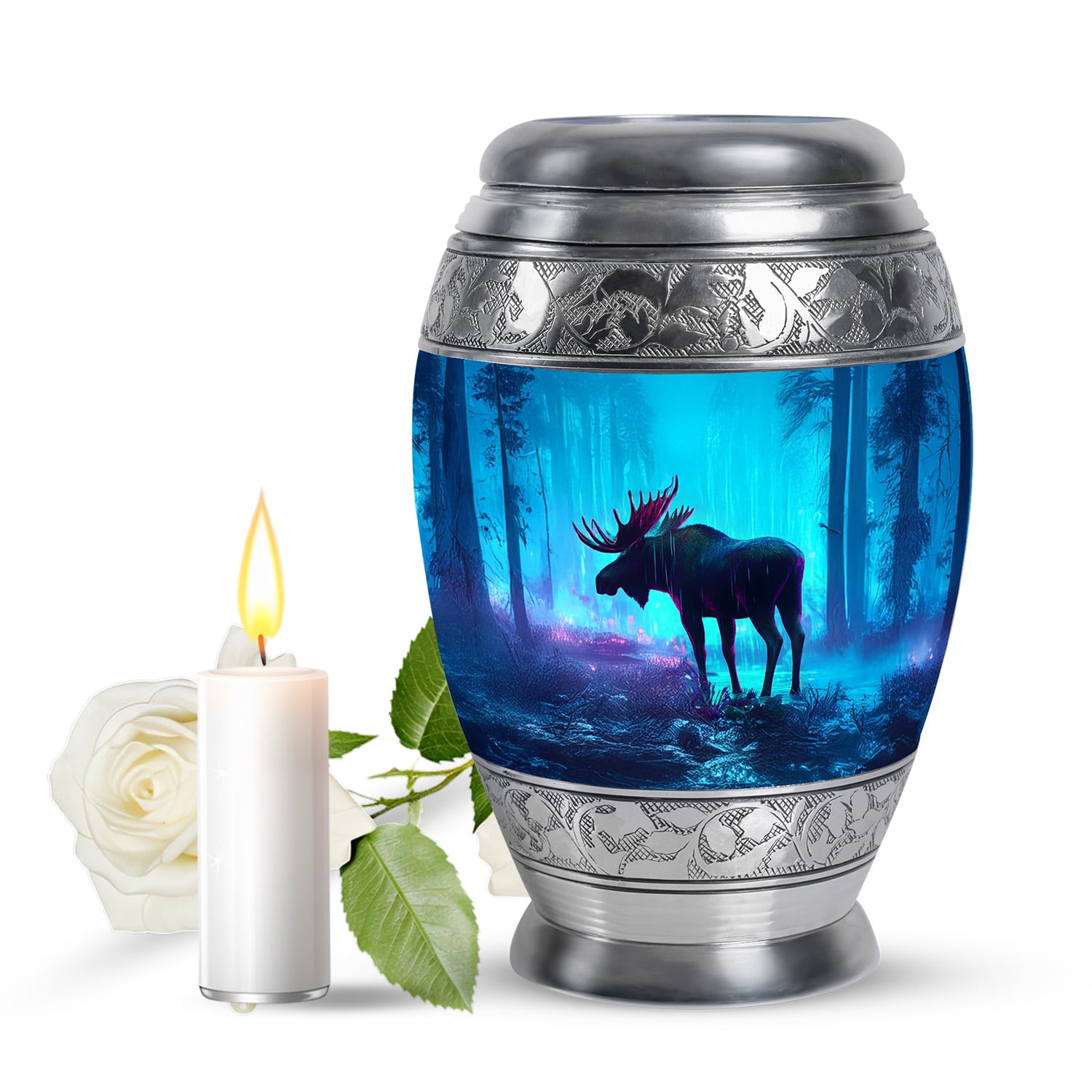 JAGASY Moose Handmade Cremation Urns for Mother & Father, Blue Mini ...