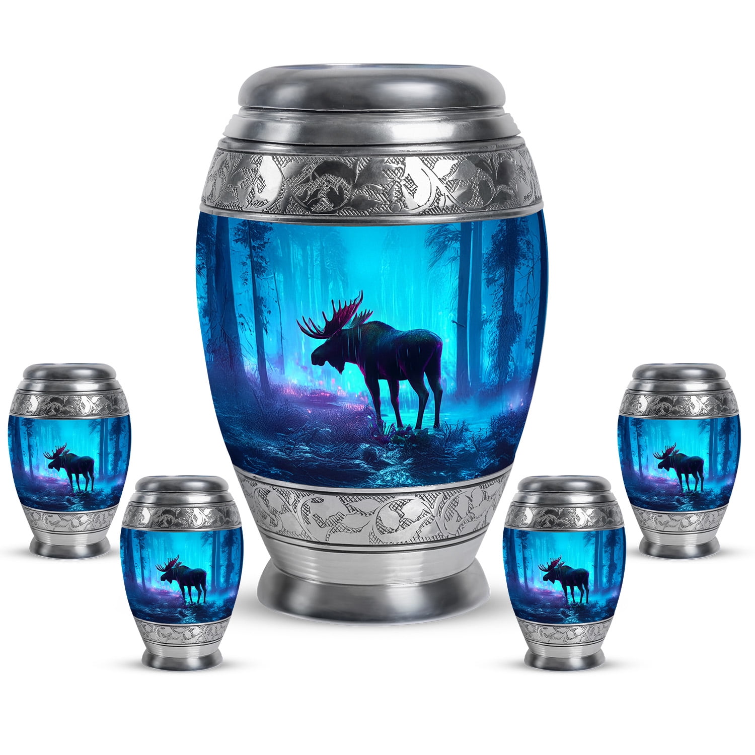 JAGASY Moose Large Cremation Urns for Mother & Father, Blue Urns for ...