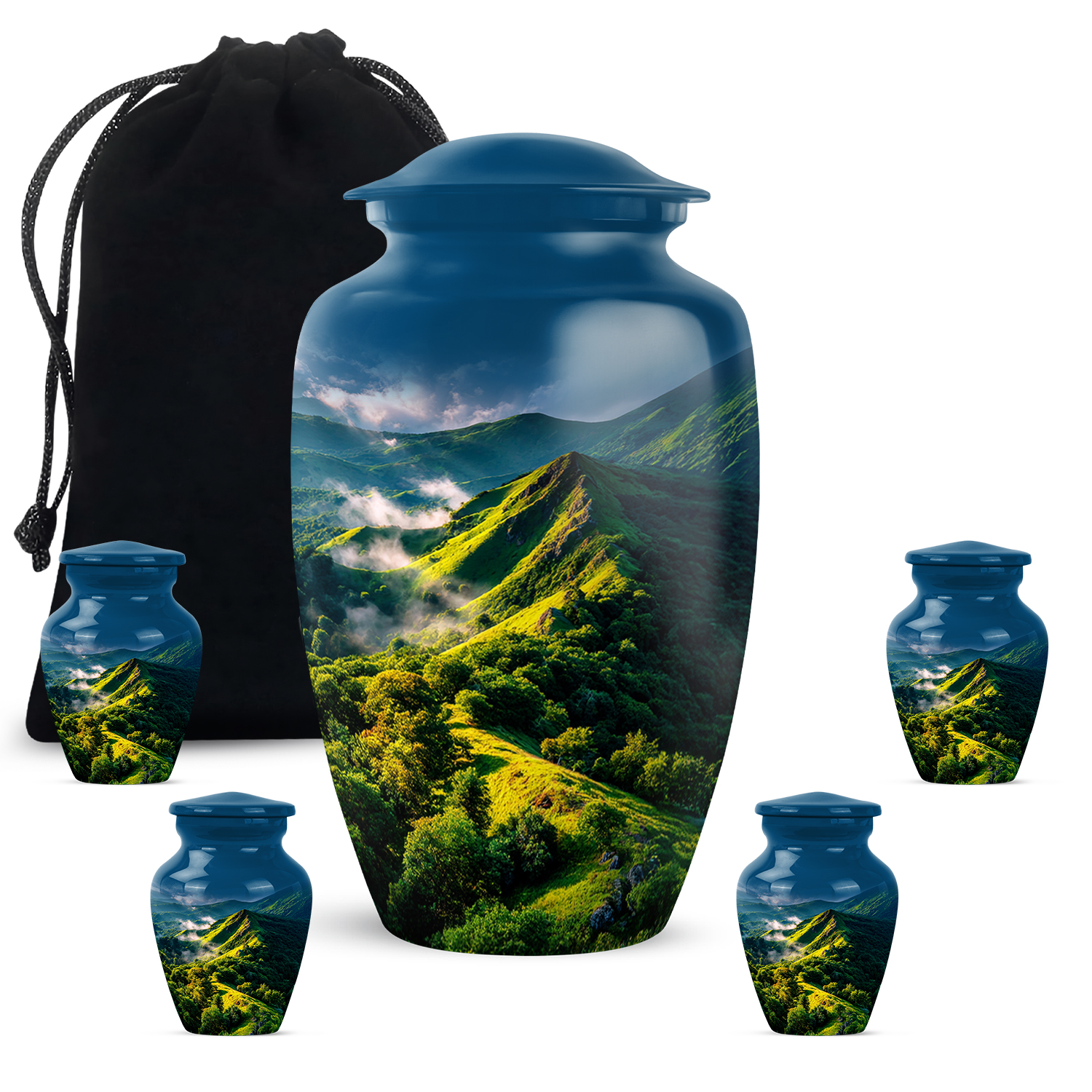 JAGASY Mountain Combo Urn for Ashes Adult Male, Blue Small Urns for ...