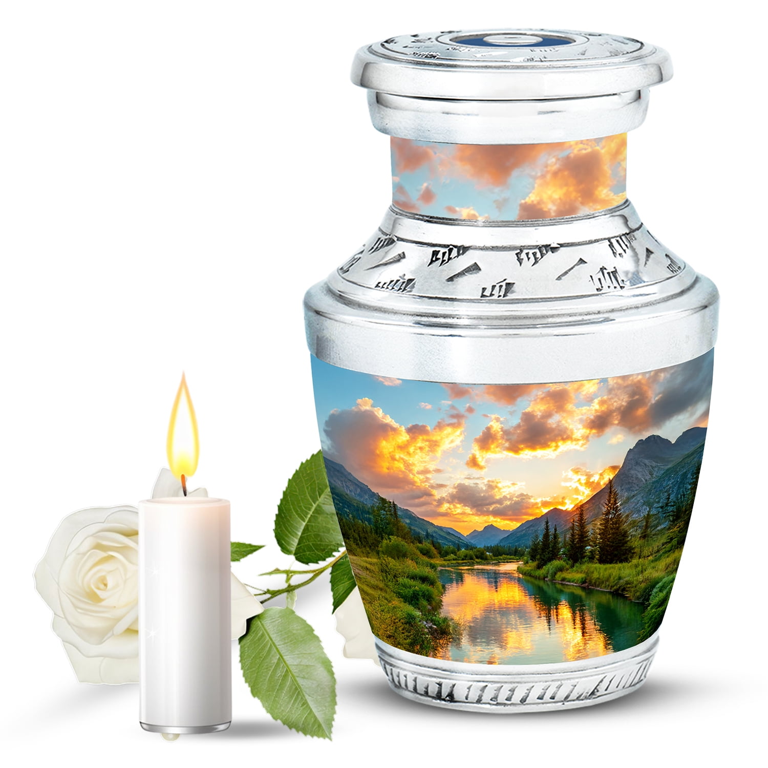 JAGASY Mountain Memorial Urn for Ashes for Women, Pine Forest ...