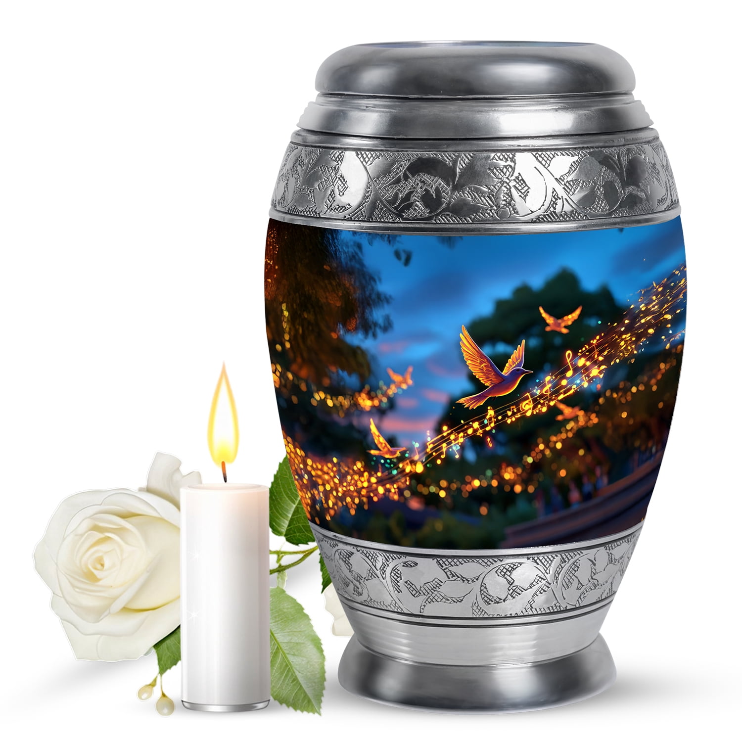 JAGASY Music Urn Son Ashes - Large Blue Urn for Human Ashes - Musical ...