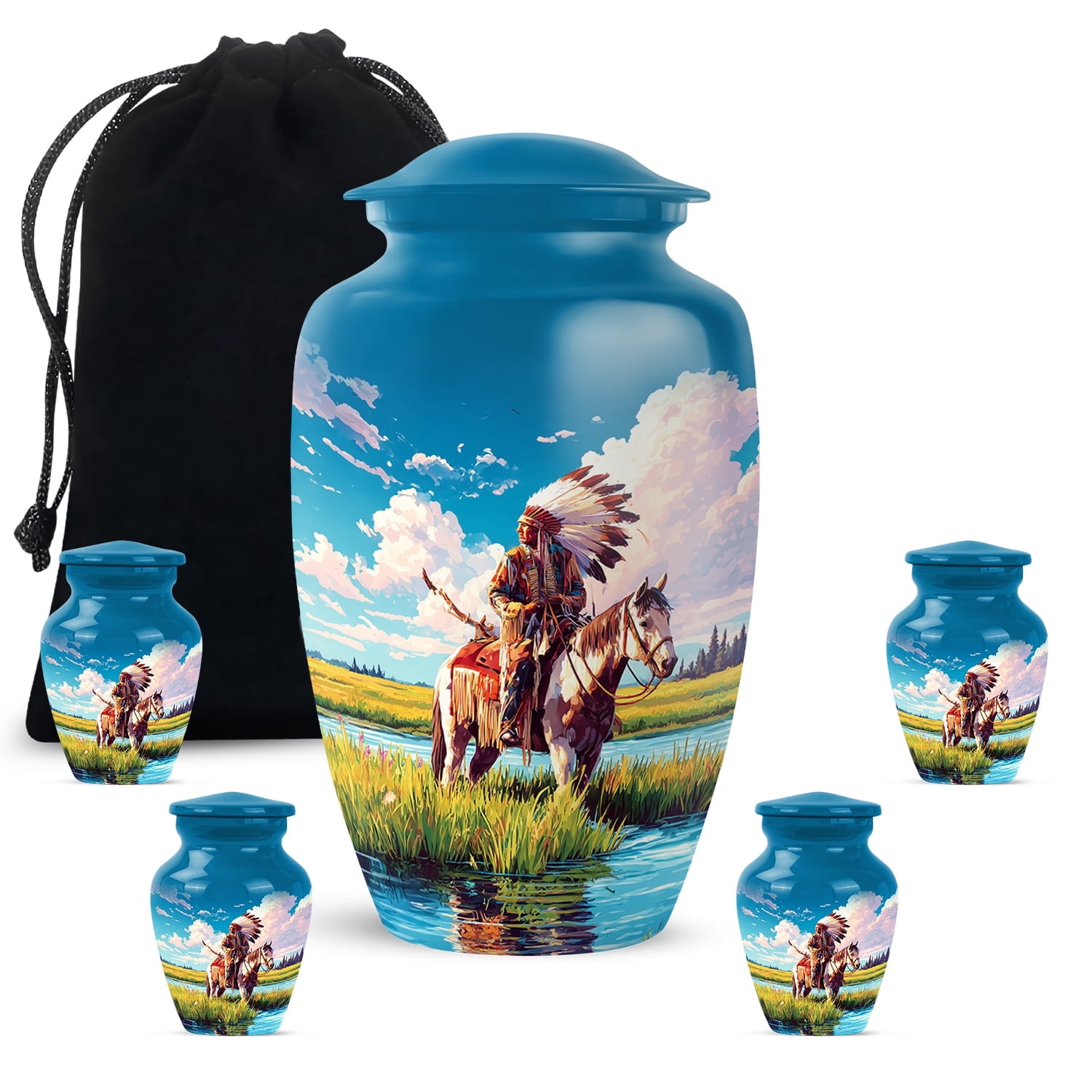 JAGASY Brave American Combo Urn Set, Sky Blue Small Urns for Ashes ...