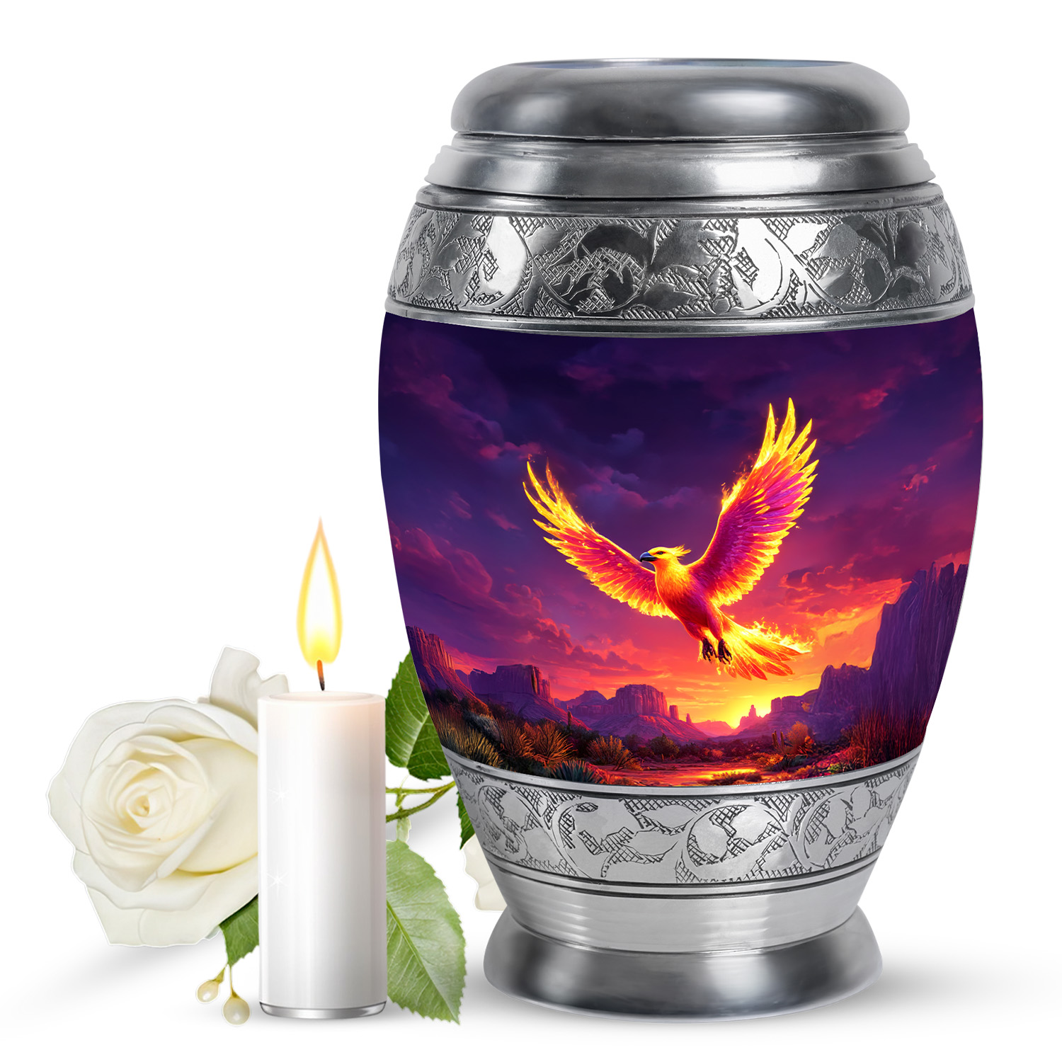 JAGASY Phoenix Funeral Burial Urn for Ashes Adult Male, Purple Urns for ...