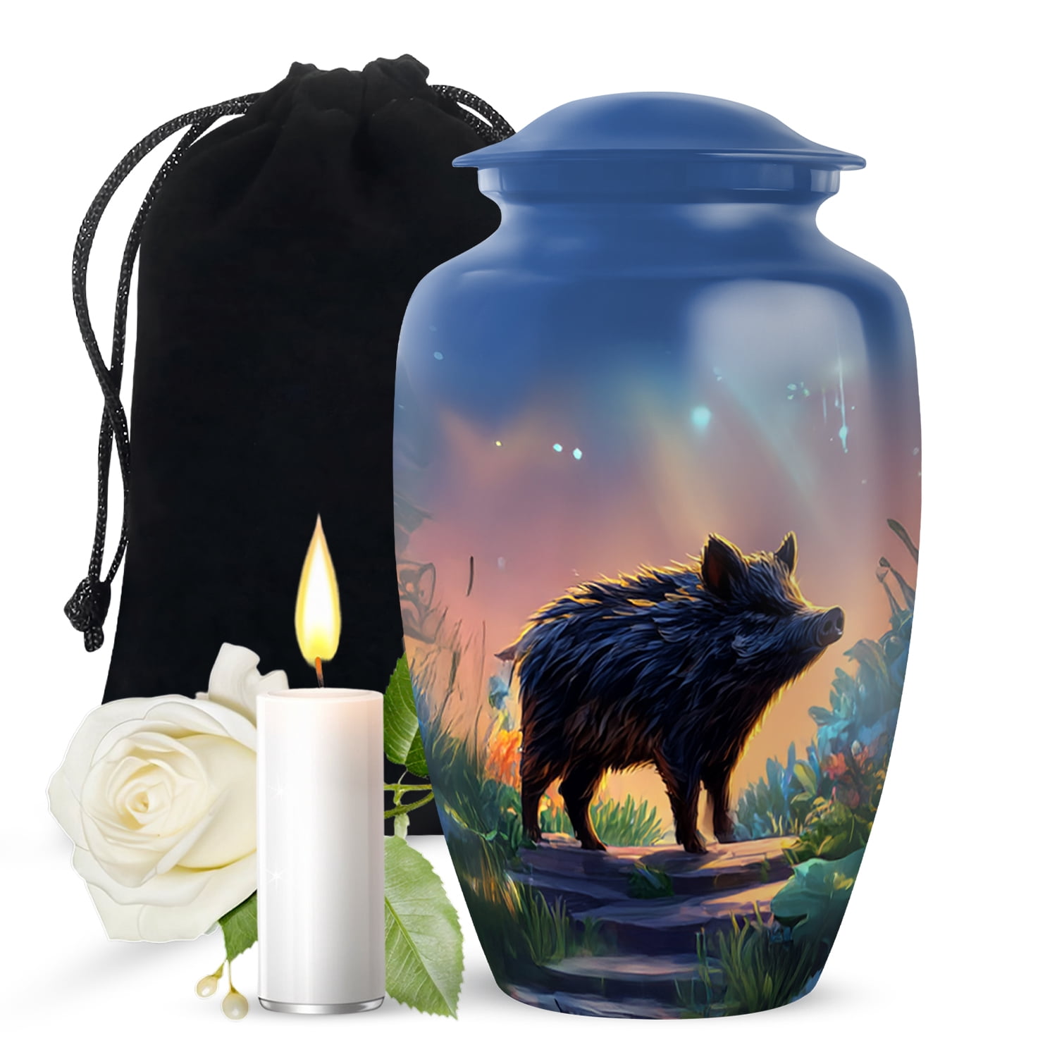 JAGASY Pig Memorial Urn for Ashes for Women, Blue Large Urns for Human ...