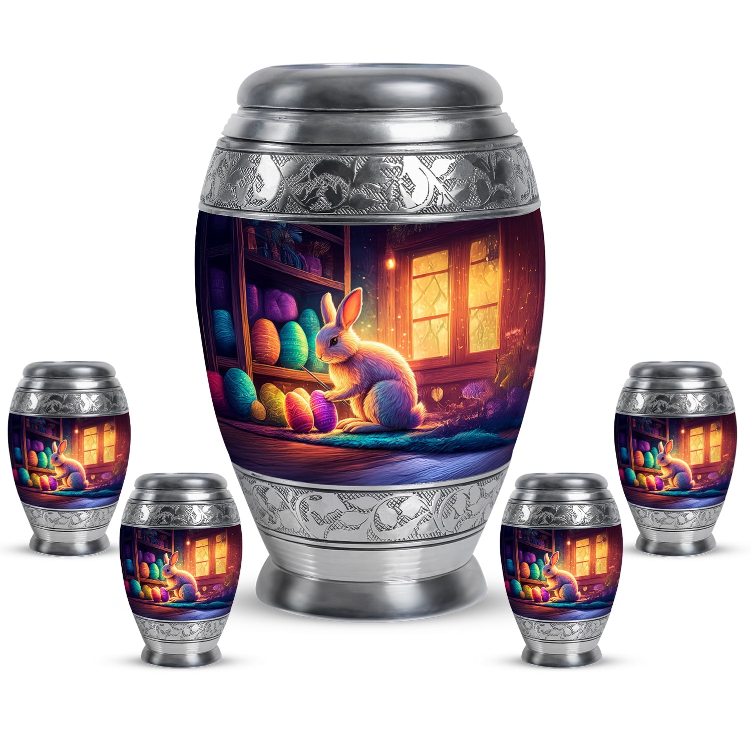 JAGASY Rabbit Unique Urns Set of 5, Purple Small Urns for Human Ashes ...