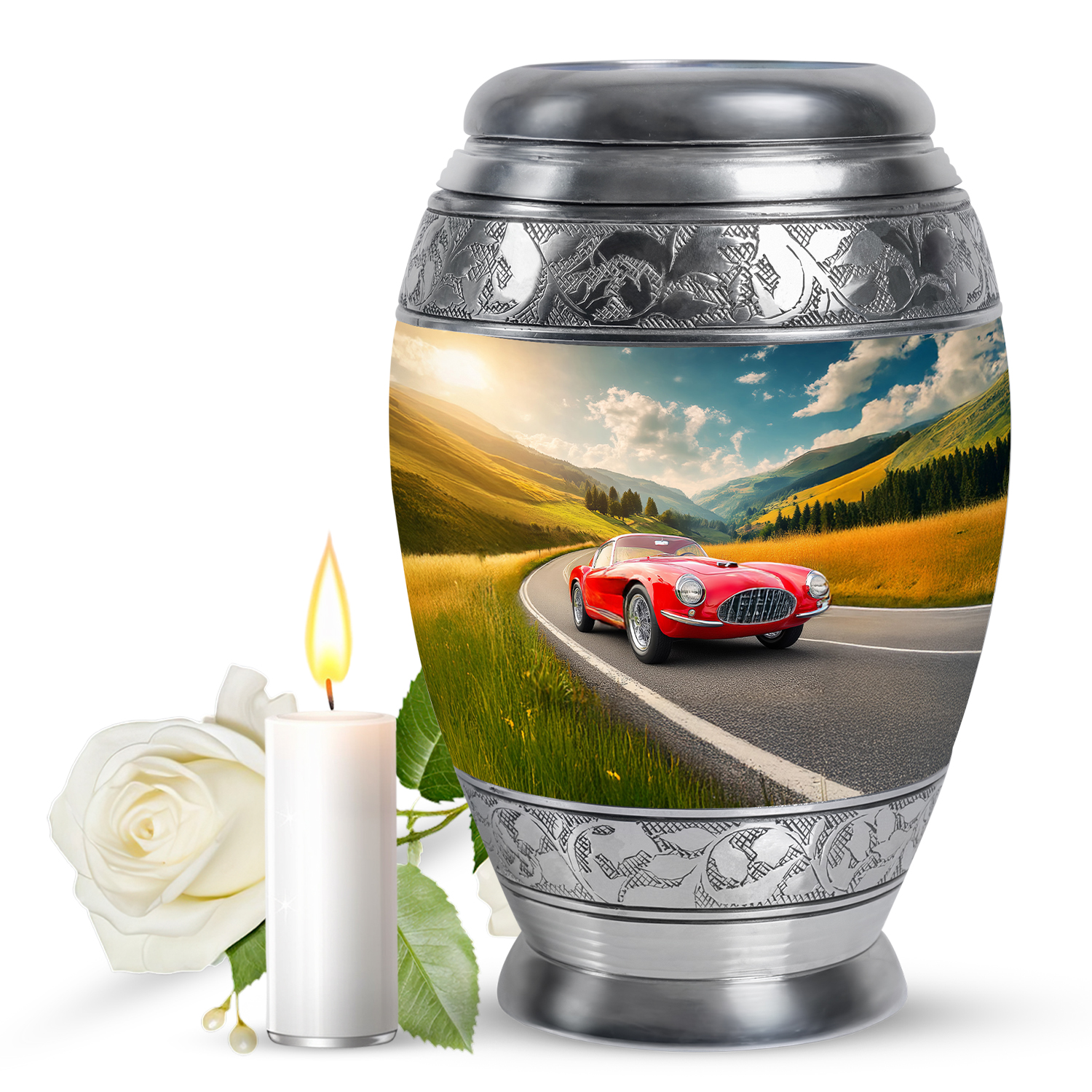 JAGASY Red Car Memorial Large Urn for Ashes Adult Male, Blue Urns for ...