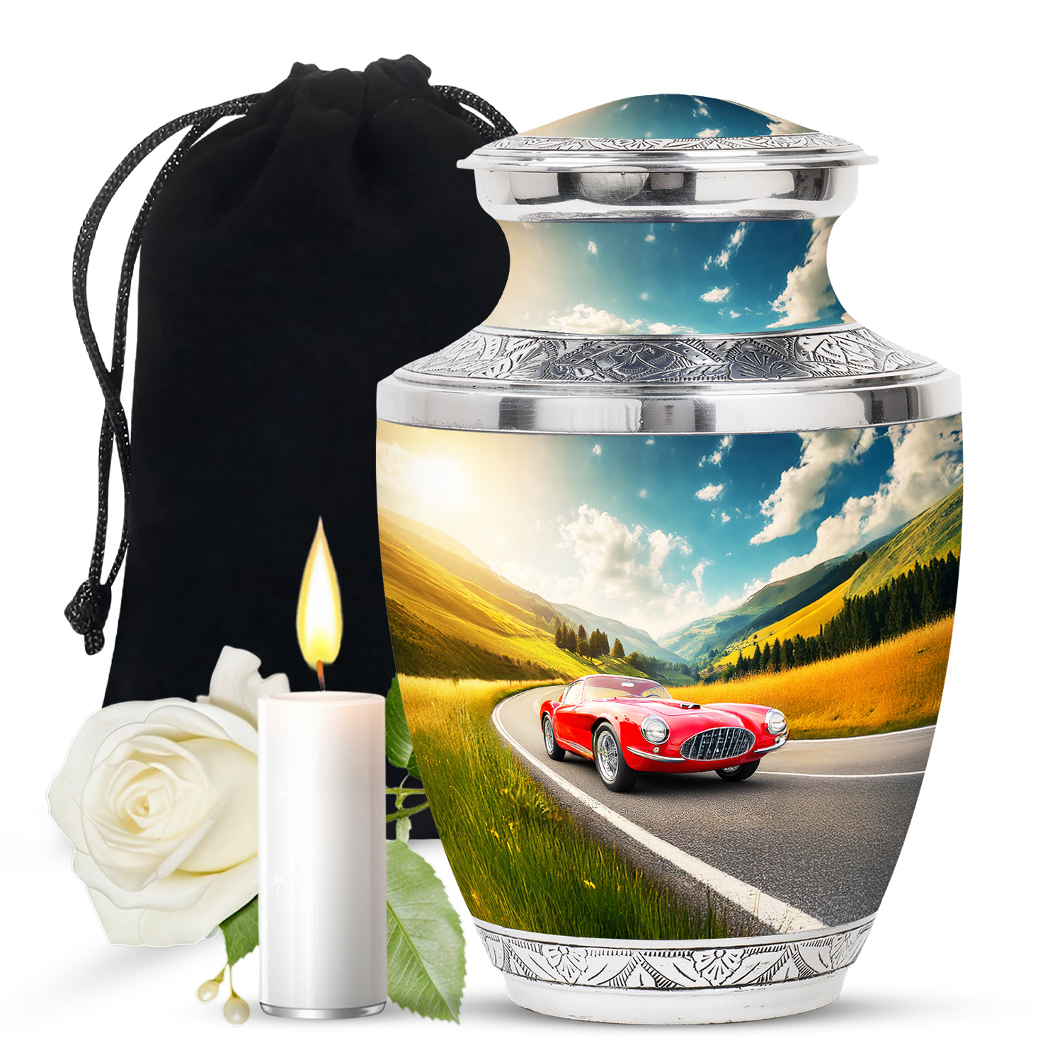 JAGASY Red Car Memorial Urn for Ashes Adult Male, Blue Large Urns for ...