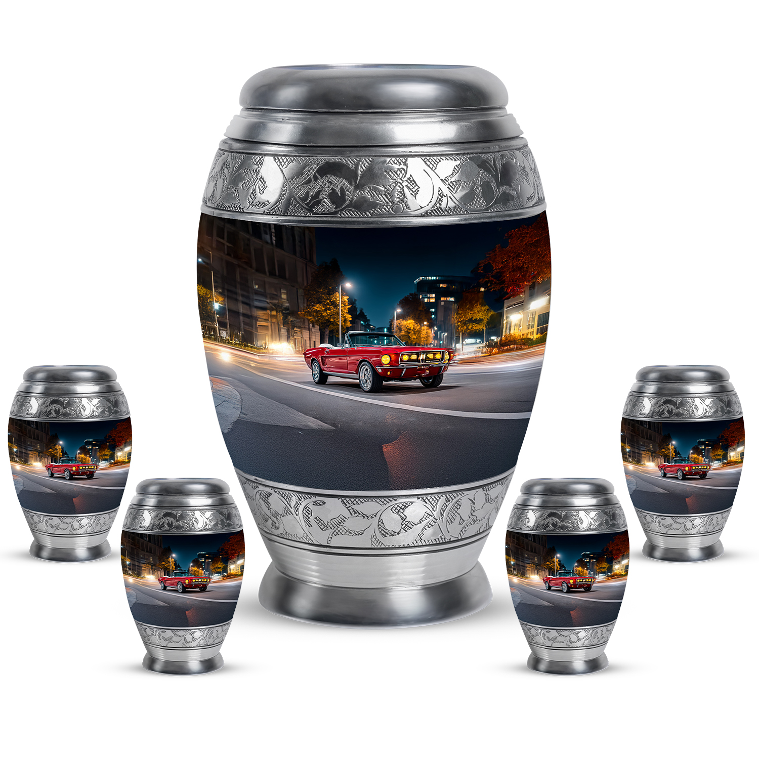 JAGASY Red Car Urns Combo for Couple, Dark Blue Small Urns for Human ...