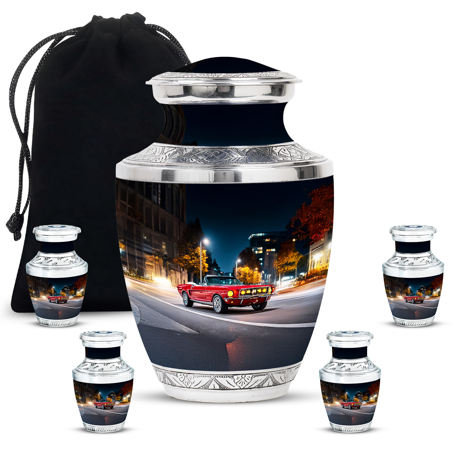 JAGASY Red Car Urns Combo for Parents, Dark Blue Small Urns for Human ...