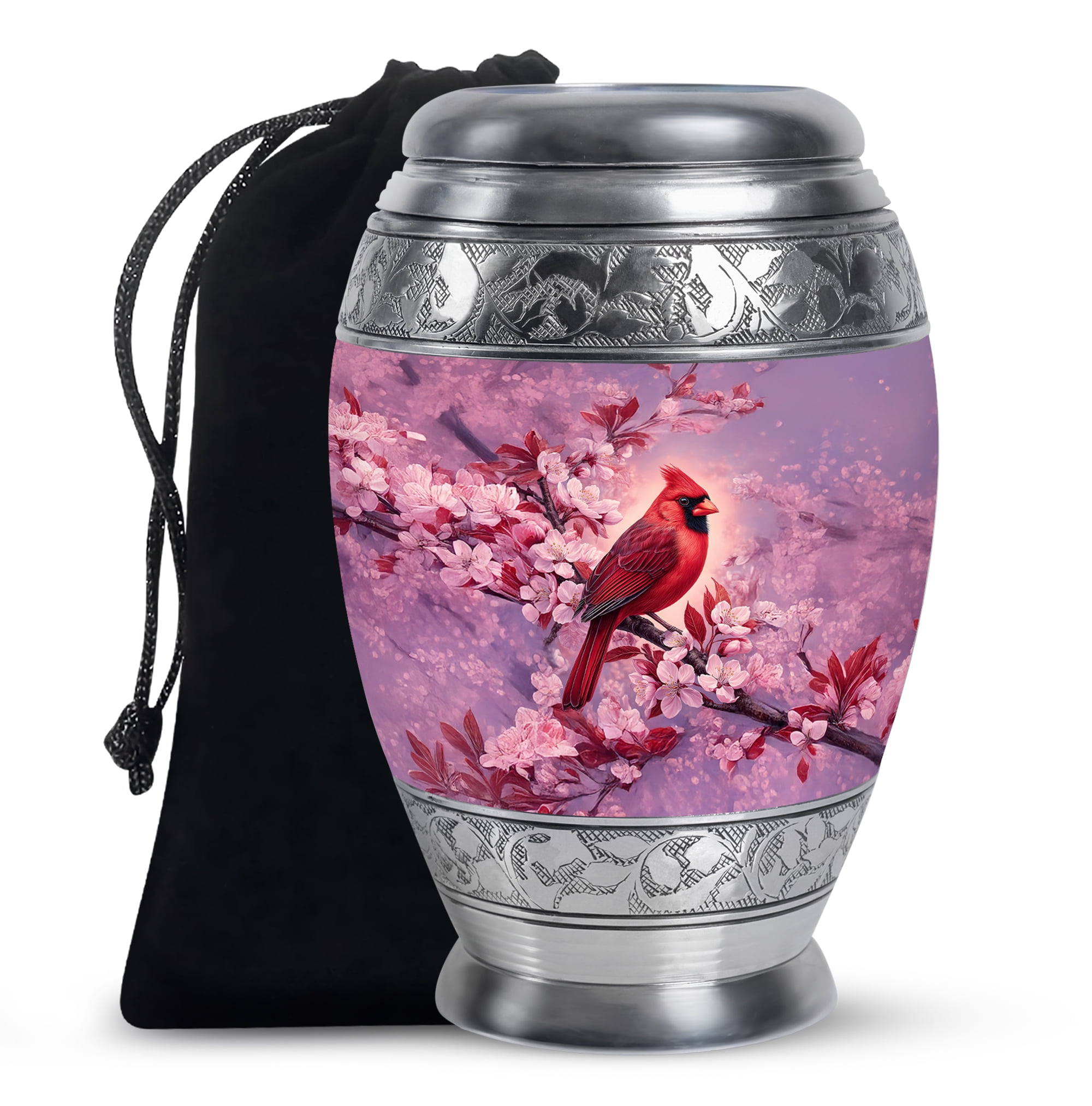 JAGASY Red Cardinal Funeral Urns - Pink Large Urn for Ashes Adult Male ...