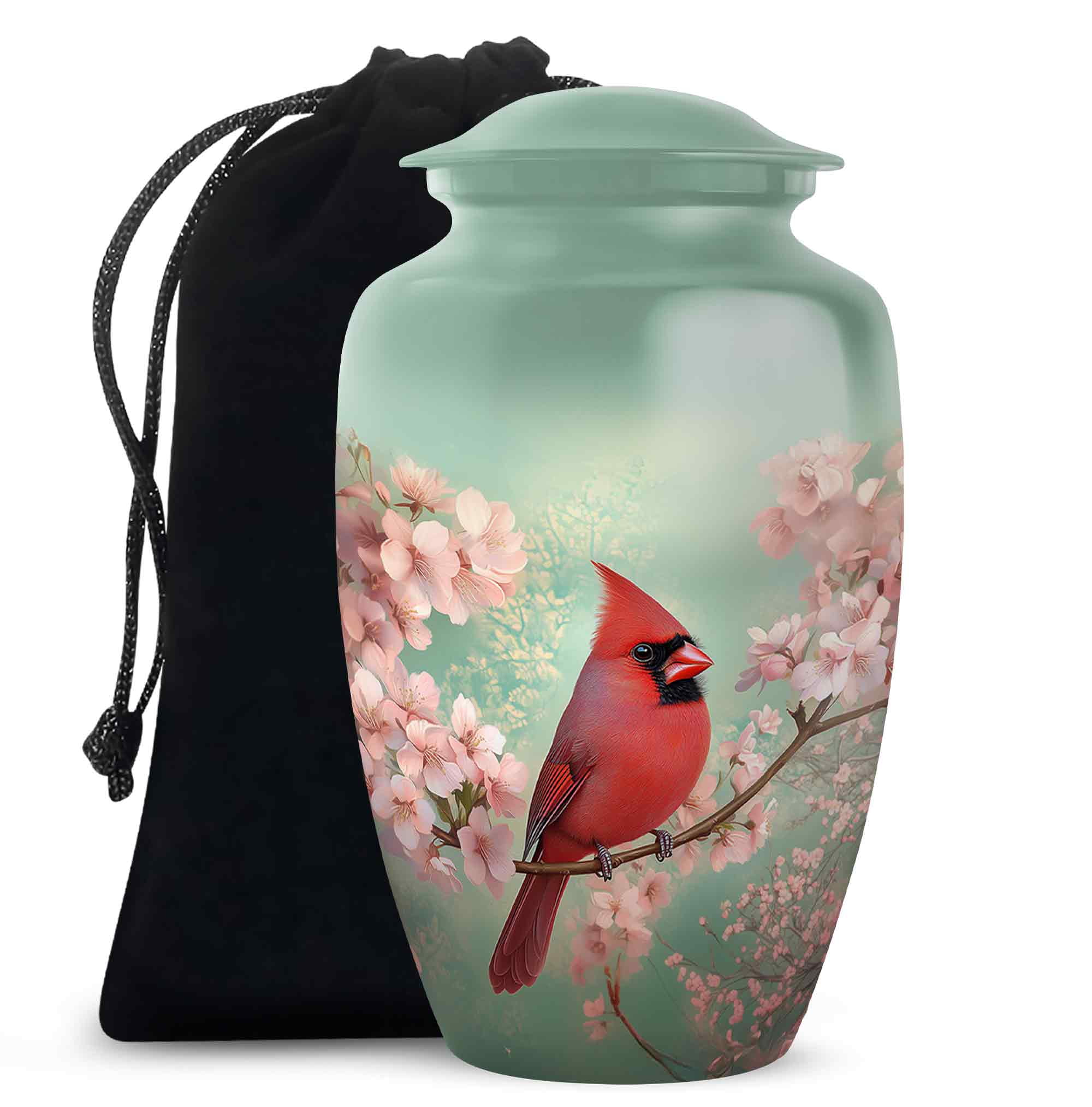 JAGASY Red Cardinal Memorial Urn for Siblings - Green Urn for Ashes ...