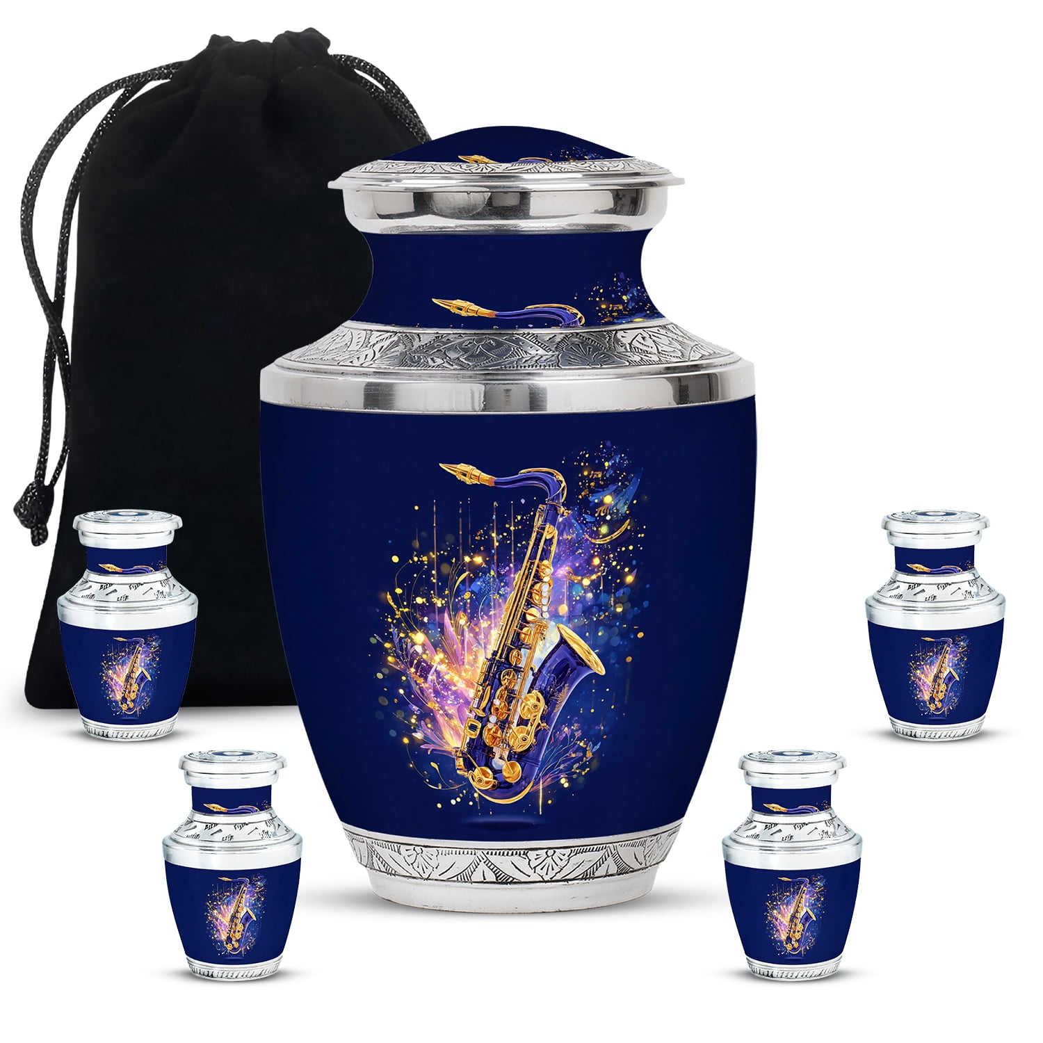 JAGASY Saxophone Urn for Music Lover - Small Blue Urn for Husband ...