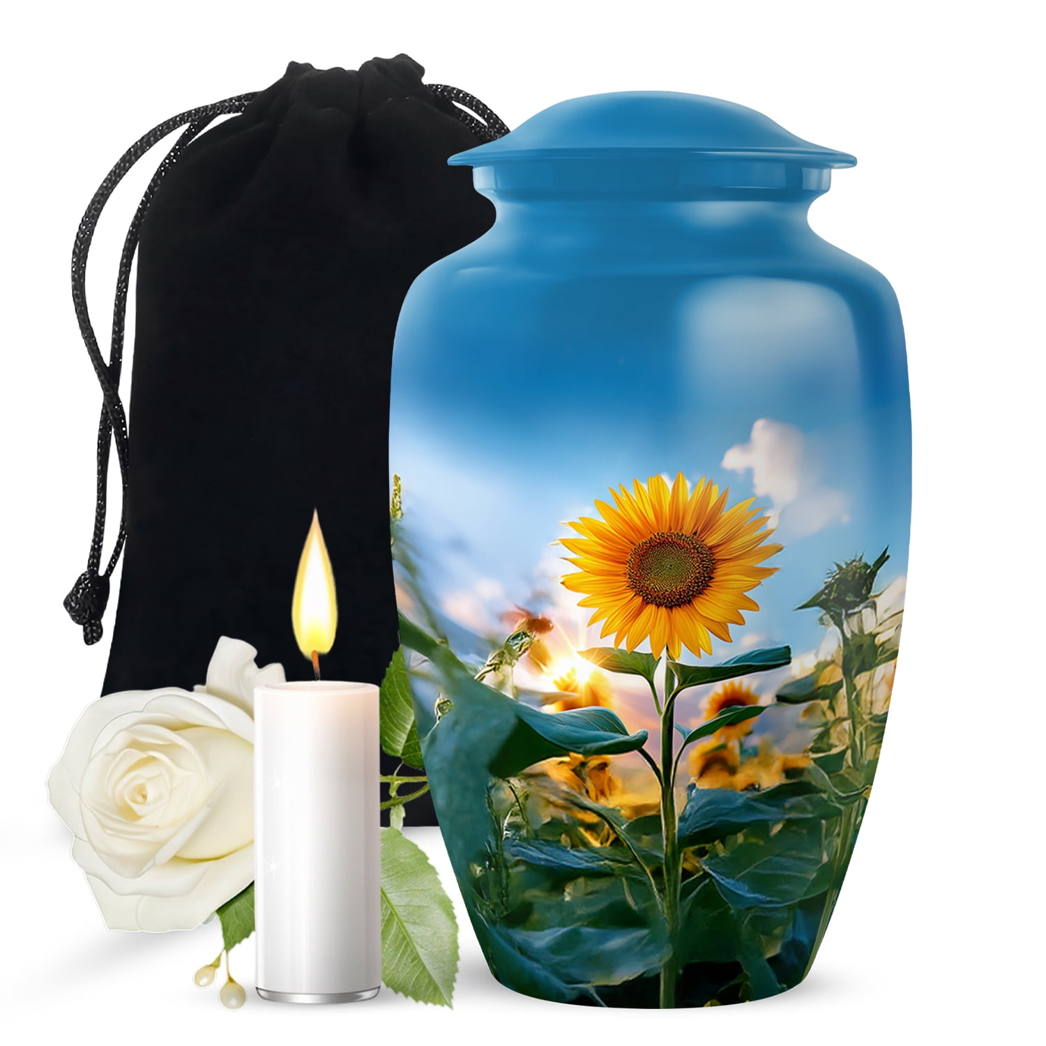 JAGASY Sunflower Funeral Urn for Father, Large Keepsake Urns for Human ...