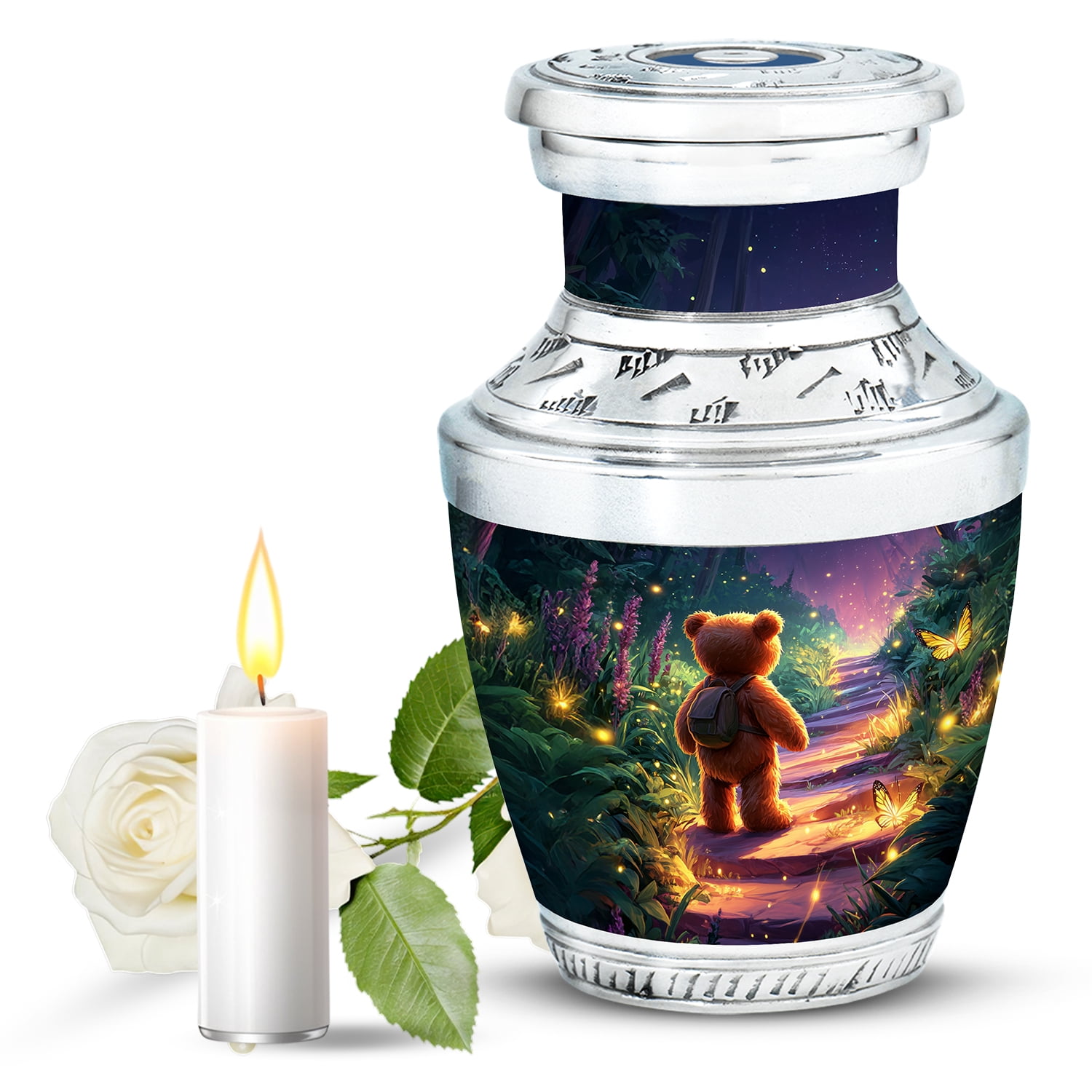 JAGASY Teddy Bear Memorial Urn for Mother - Blue Mini Urns for Human ...