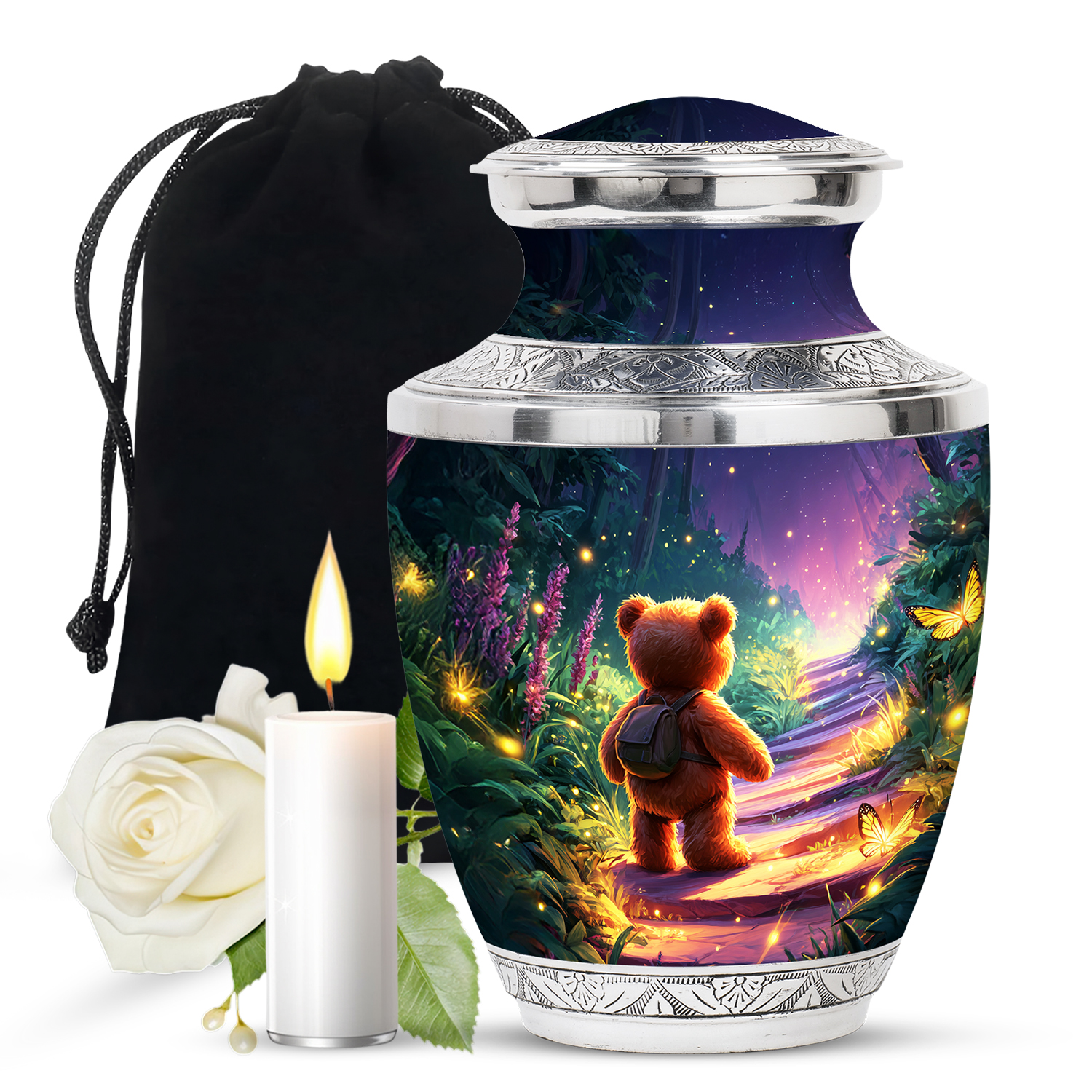 JAGASY Teddy Bear Unique Urn for Ashes Adult Male - Dark Blue Large ...