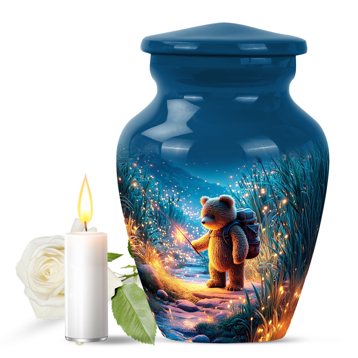 JAGASY Teddy bear Small Urn for Mom - Blue Mini Urn for Ashes Adult ...
