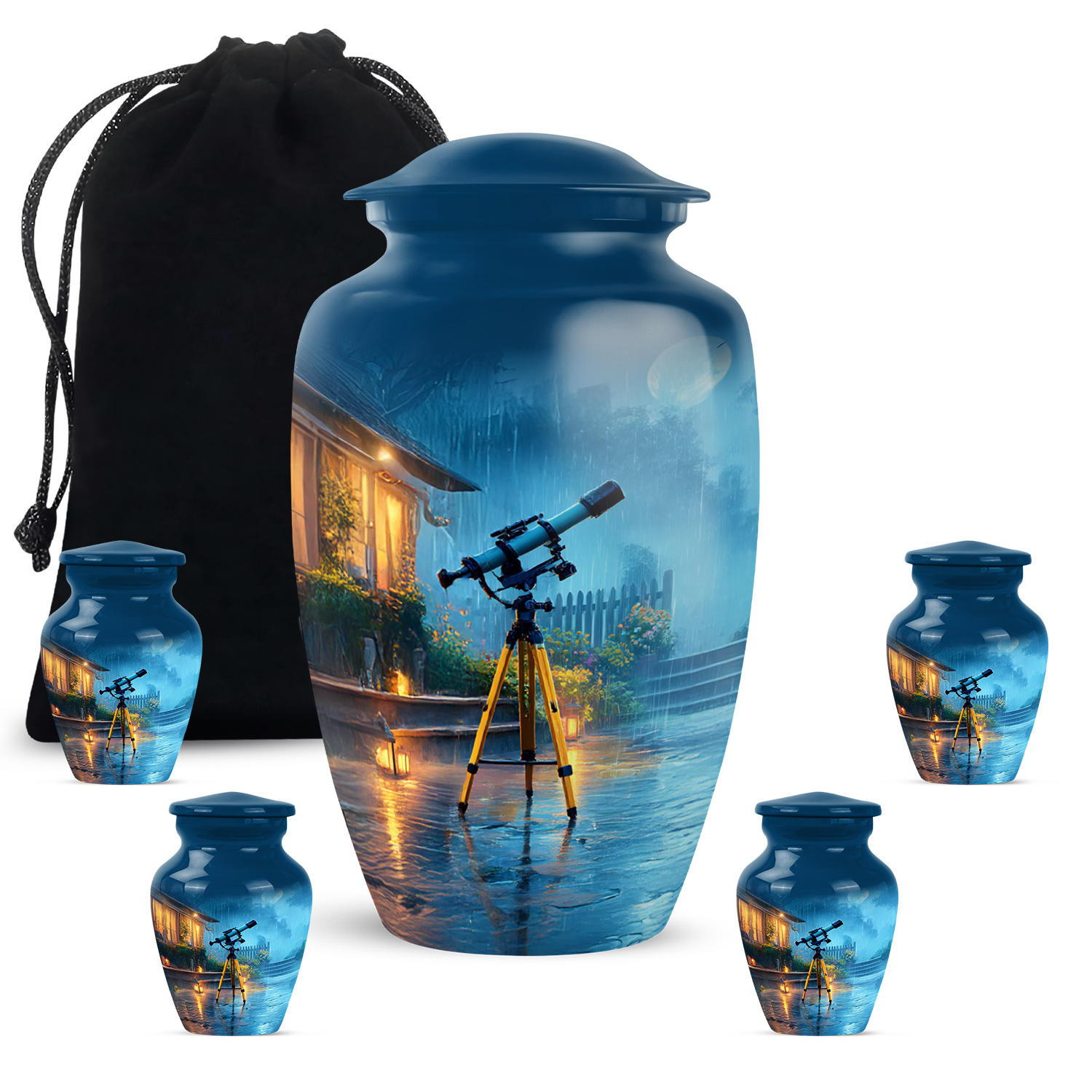 JAGASY Telescope Combo Urns for Ashes, Blue Small Urn for Ashes Adult ...