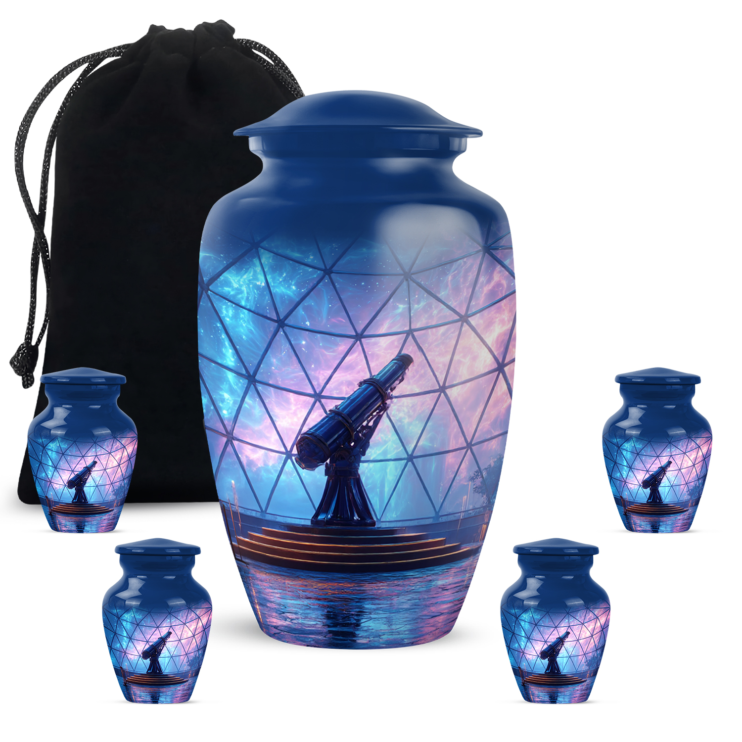 JAGASY Telescope Combo Urns Set of 5, Blue Urn for Ashes Adult Male ...