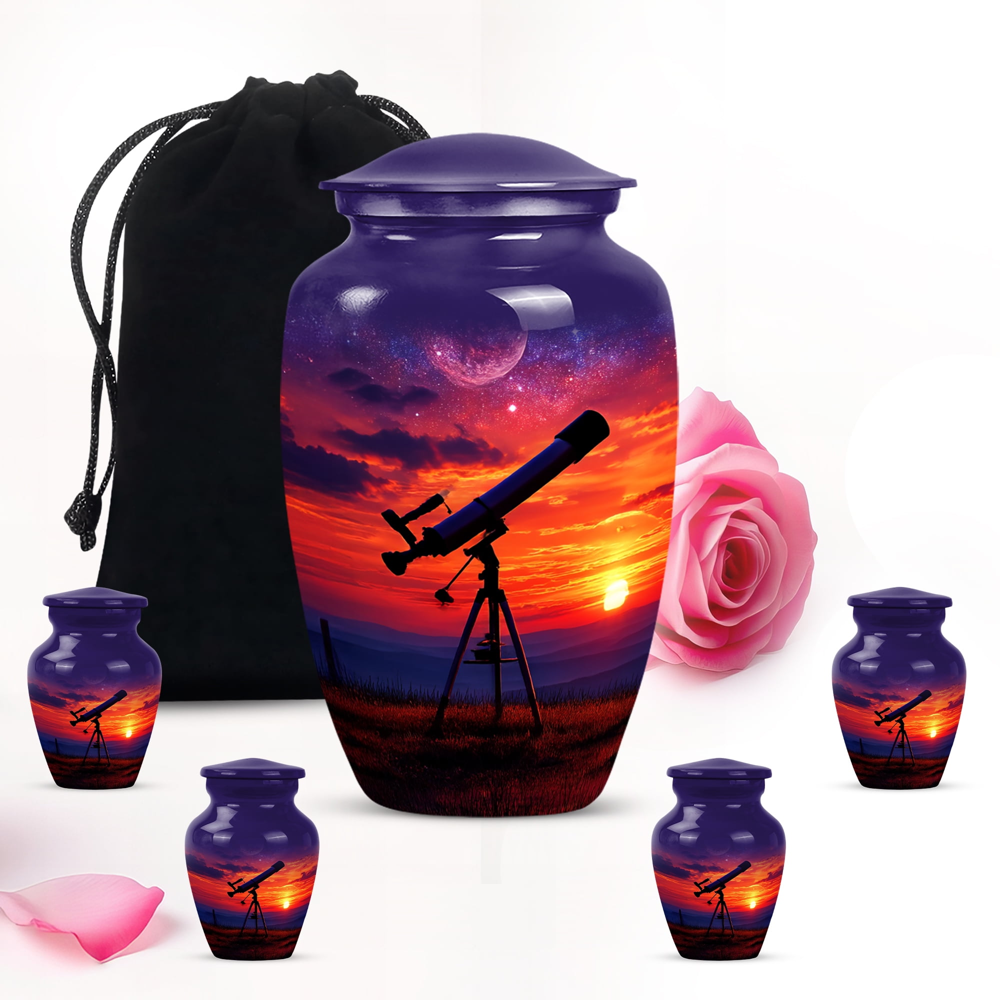 JAGASY Telescope Handmade Combo Urns Set of 5, Purple Keepsake Small ...