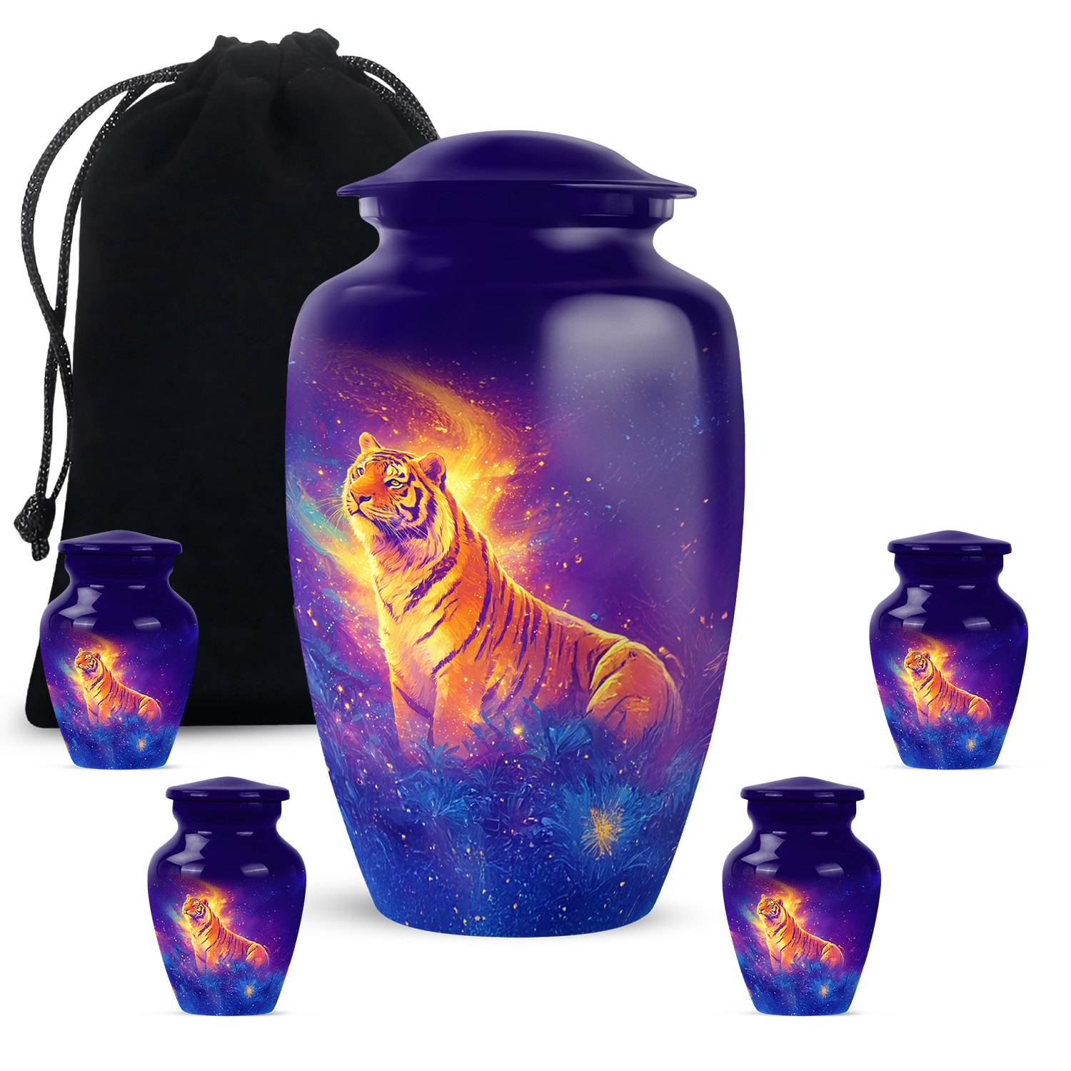 JAGASY Tiger Combo Urns for Companion, Blue Small Urns for Human Ashes ...