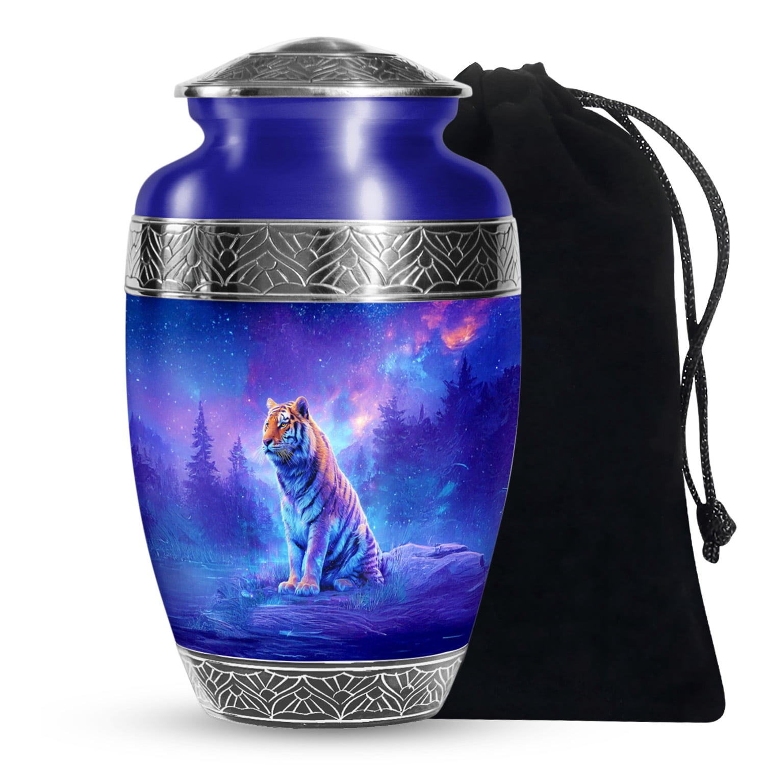 JAGASY Tiger Handmade Urns for Human Ashes, Light Blue Urn for Ashes ...