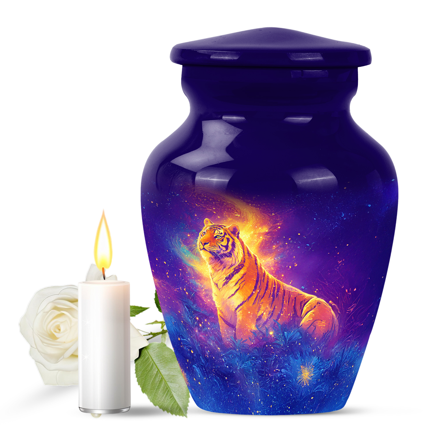 JAGASY Tiger Small Urn for Ashes Adult Female, Blue Urns for Human ...