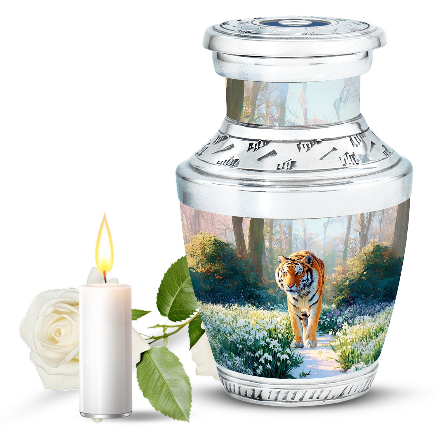 JAGASY Tiger Urns for Human Ashes for Women, Light Blue Urns for Human ...