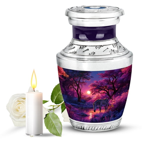 JAGASY Zebra Purple Urn for Male Female Tribute - Small Sunset Urns for ...