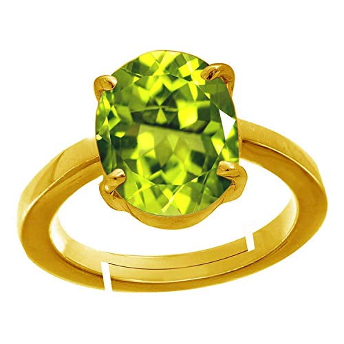 JAGDAMBA GEMS 9.25 Ratti 8.55 Carat AA++ Quality Certified Natural Green Peridot Gemstone Gold ...