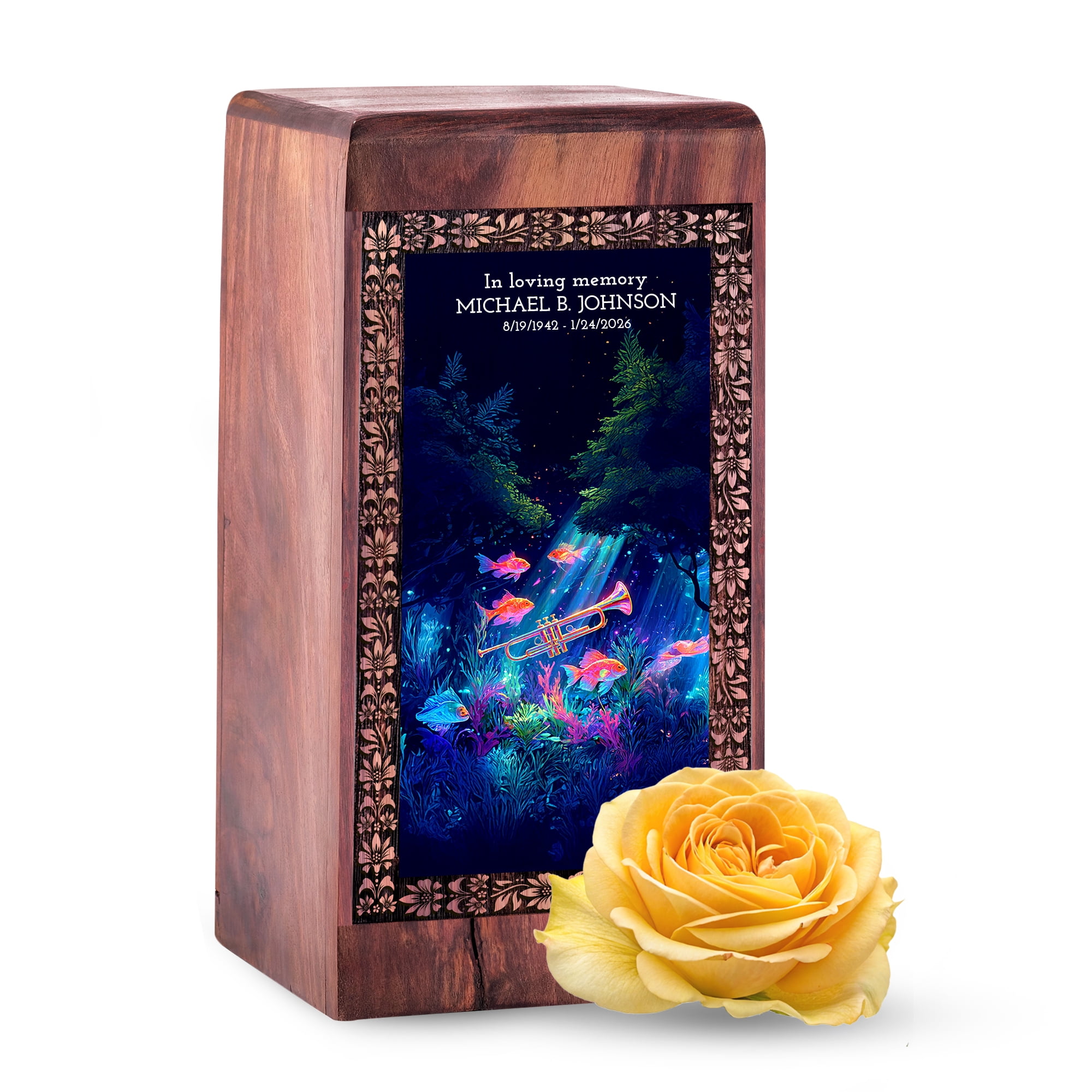 JAGLASH Trumpet Urn for Ashes Adult Male & Female, Large Blue Memorial ...