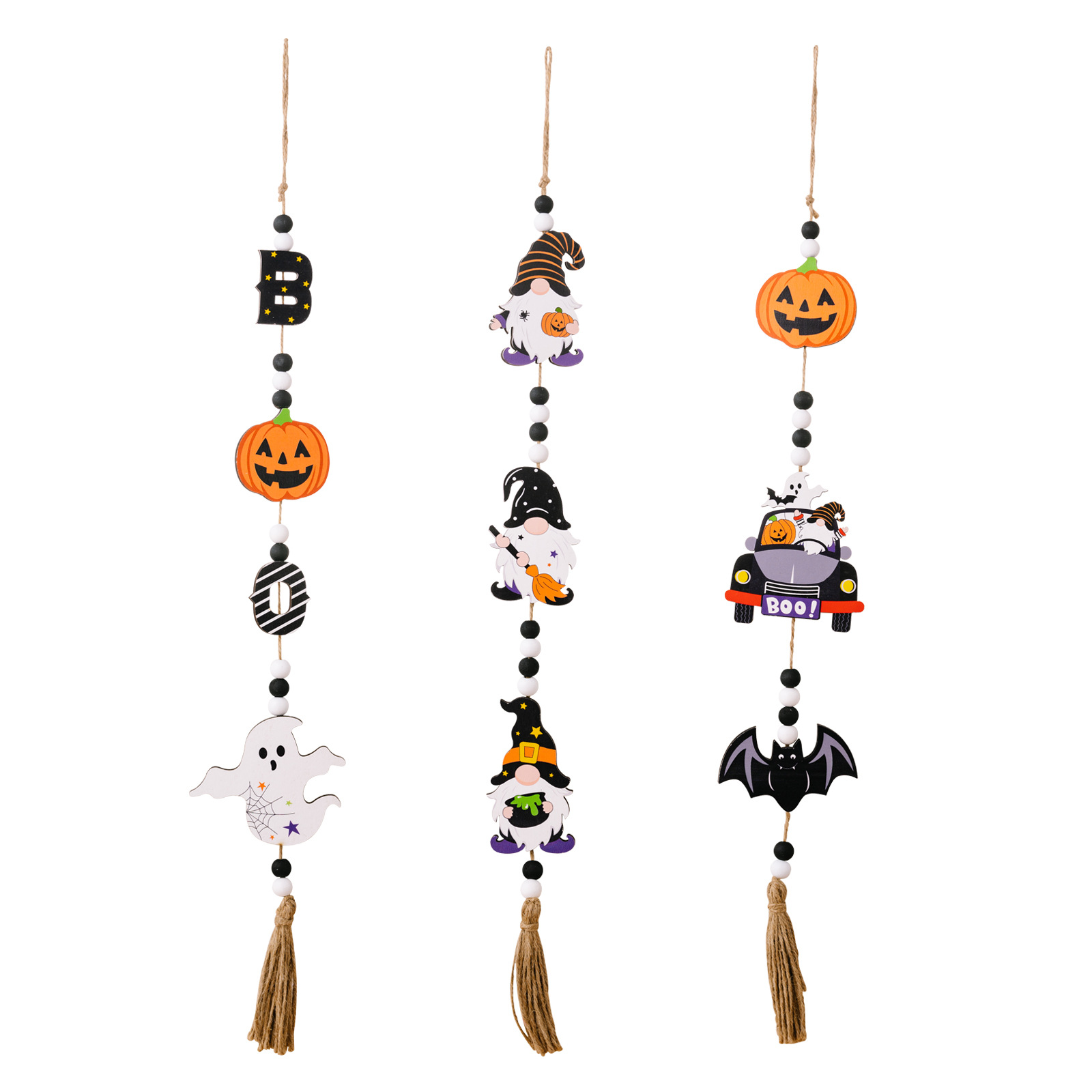 JAGOCY Halloween Home Party Hanging Décor Bead String Witch Pumpkin Bat ...