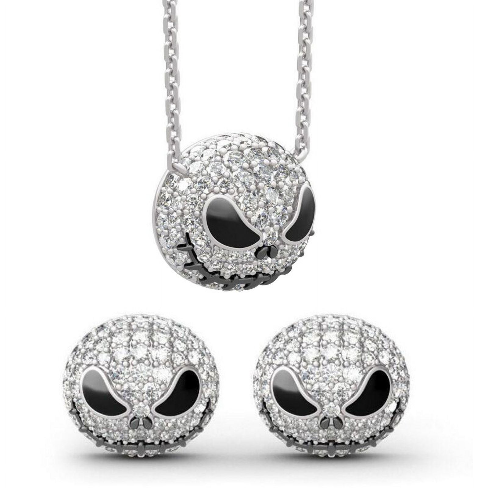 JAGOCY diamond-encrusted skull demon head earrings necklace jewelry ...
