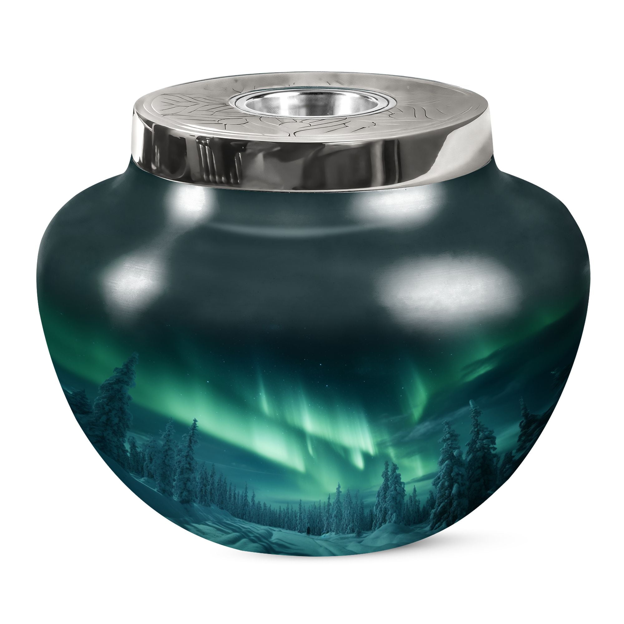 JAGSHASHI Aurora Borealis Over The Silent Frozen Forest Memorial Urn ...